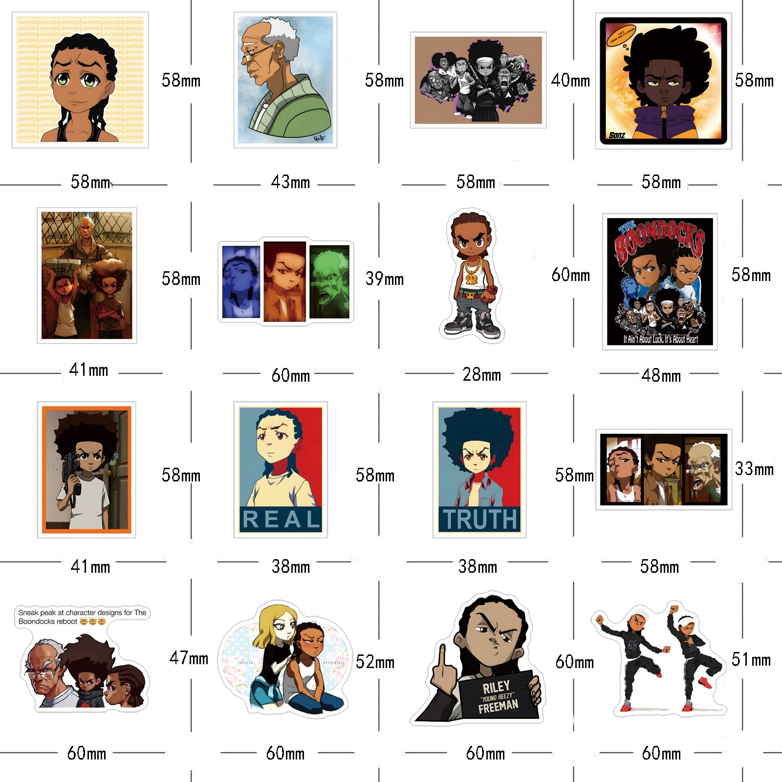 Snapklik.com : 50Pcs The Boondocks Stickers Pack, Funny Cartoon Vinyl ...