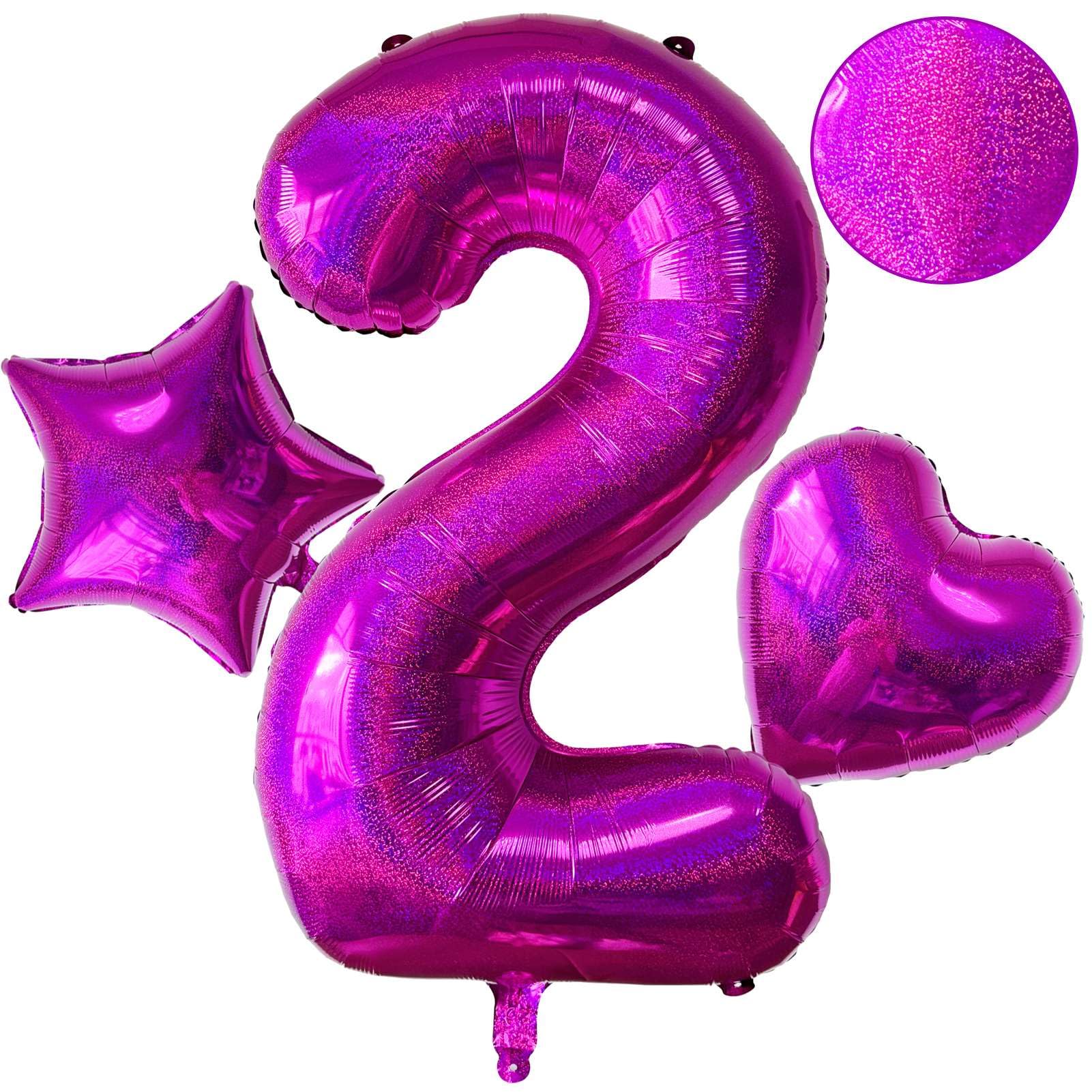 Amazon.com: Laser Pink Number 2 Balloons 40 Inch Giant Hot Pink Sweet 2 ...