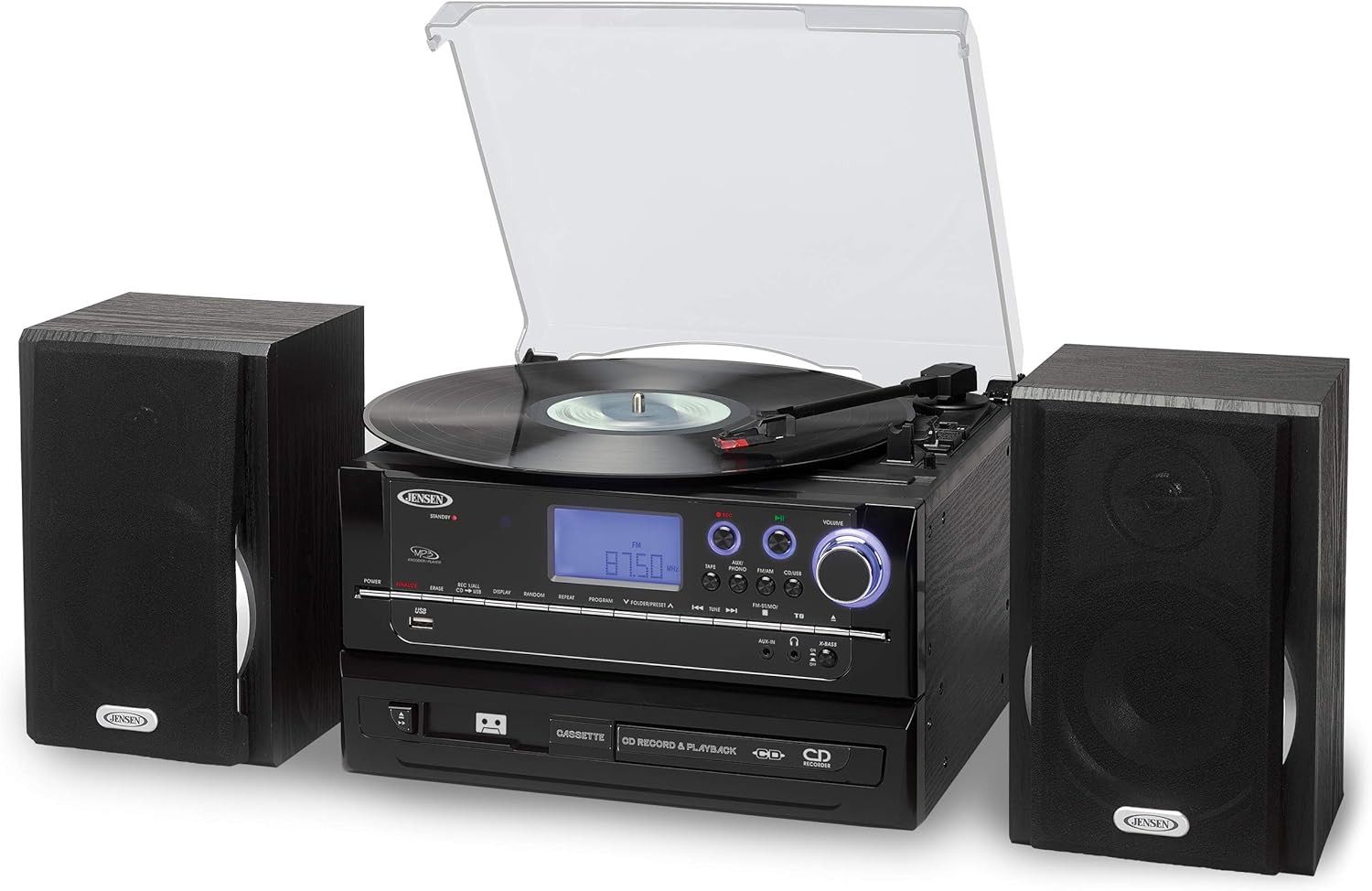 Amazon.com: JENSEN JTA-990 3-Speed Stereo Turntable CD Recording System ...