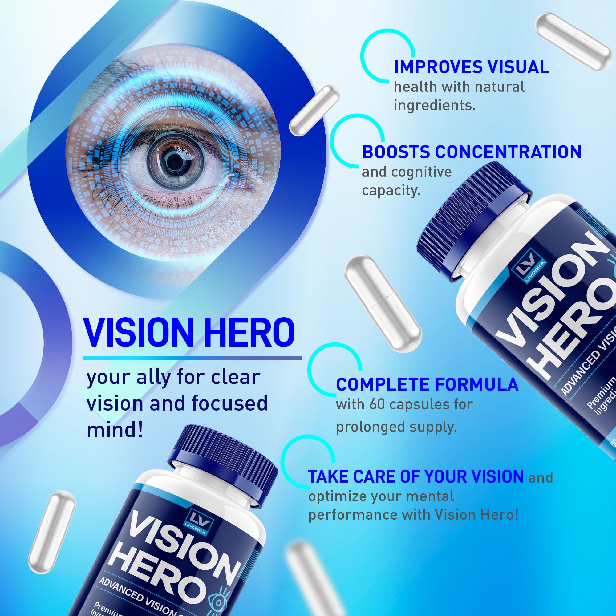 Snapklik.com : (2 Pack) Vision Hero Pills, Vision Capsules, Vision Hero ...
