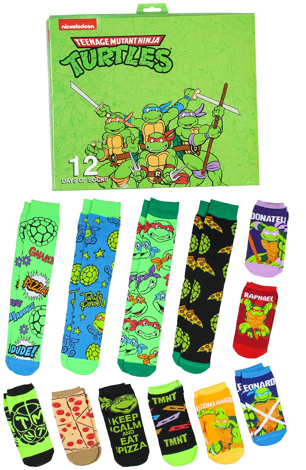 Amazon.com: Bioworld Teenage Mutant Ninja Turtles 12 Days of Socks ...