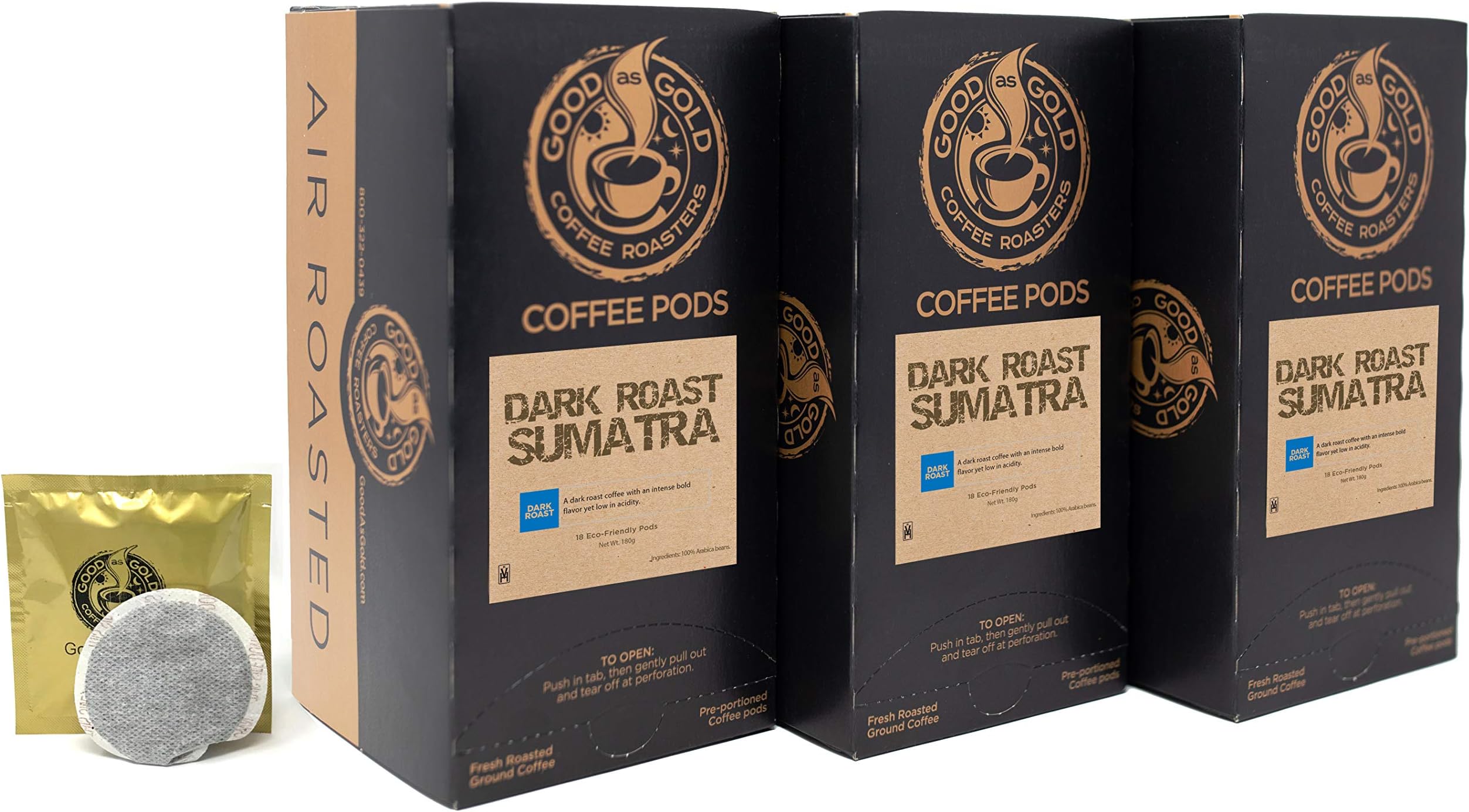 Amazon.com: SUMATRA DARK ROAST COFFEE PODS- Good As Gold Coffee (3 Pack ...