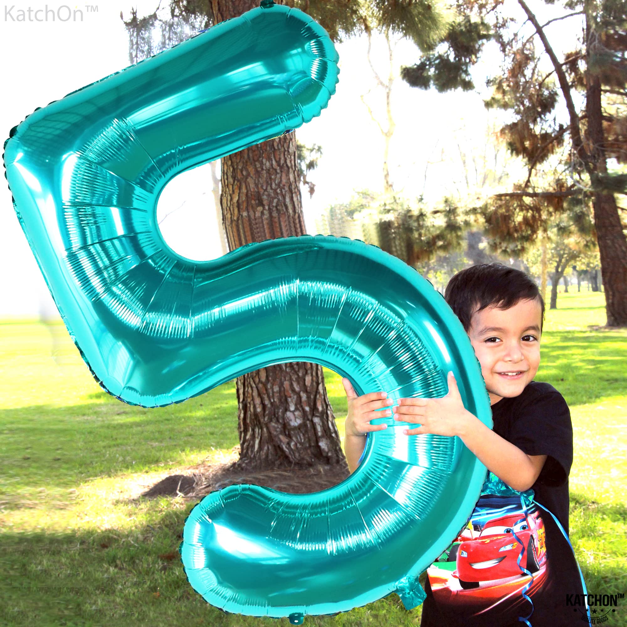 Snapklik.com : KatchOn Giant Aqua Blue Number 5 Balloon