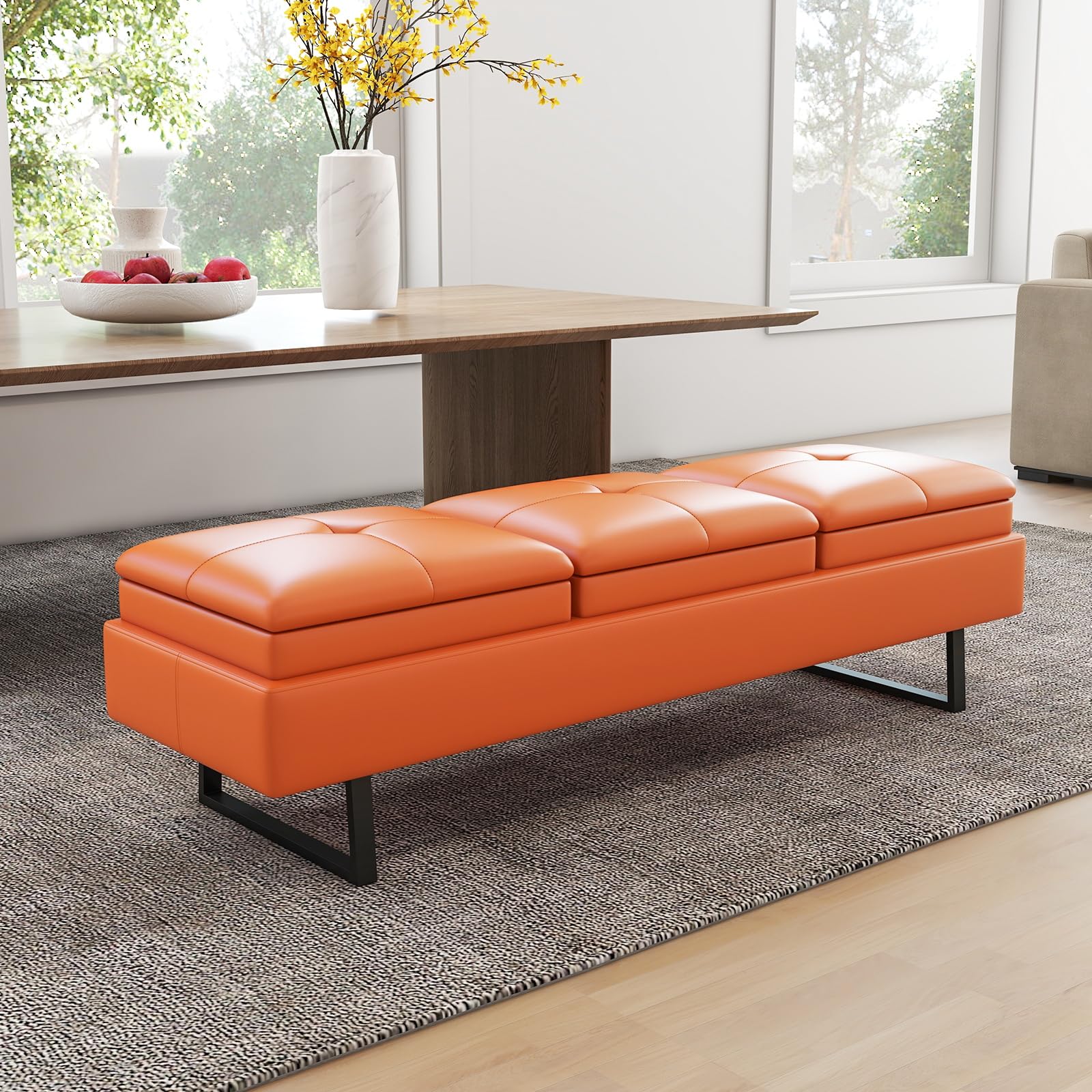 Amazon.com - Sangsan Dining Benches for Table - PU Leather Upholstered ...
