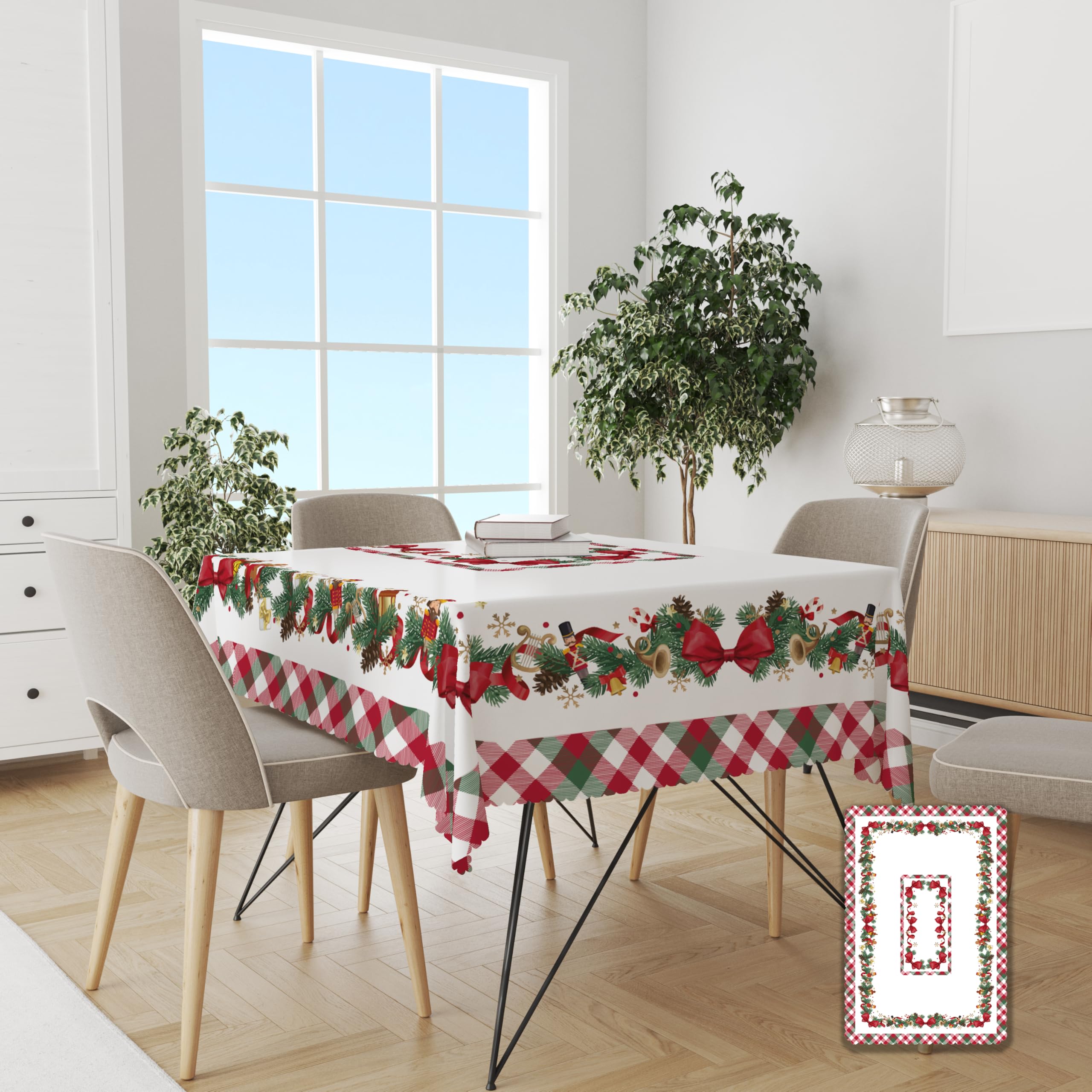 Amazon.com: Christmas Tablecloth - Patterned - Rectangle Red Table ...
