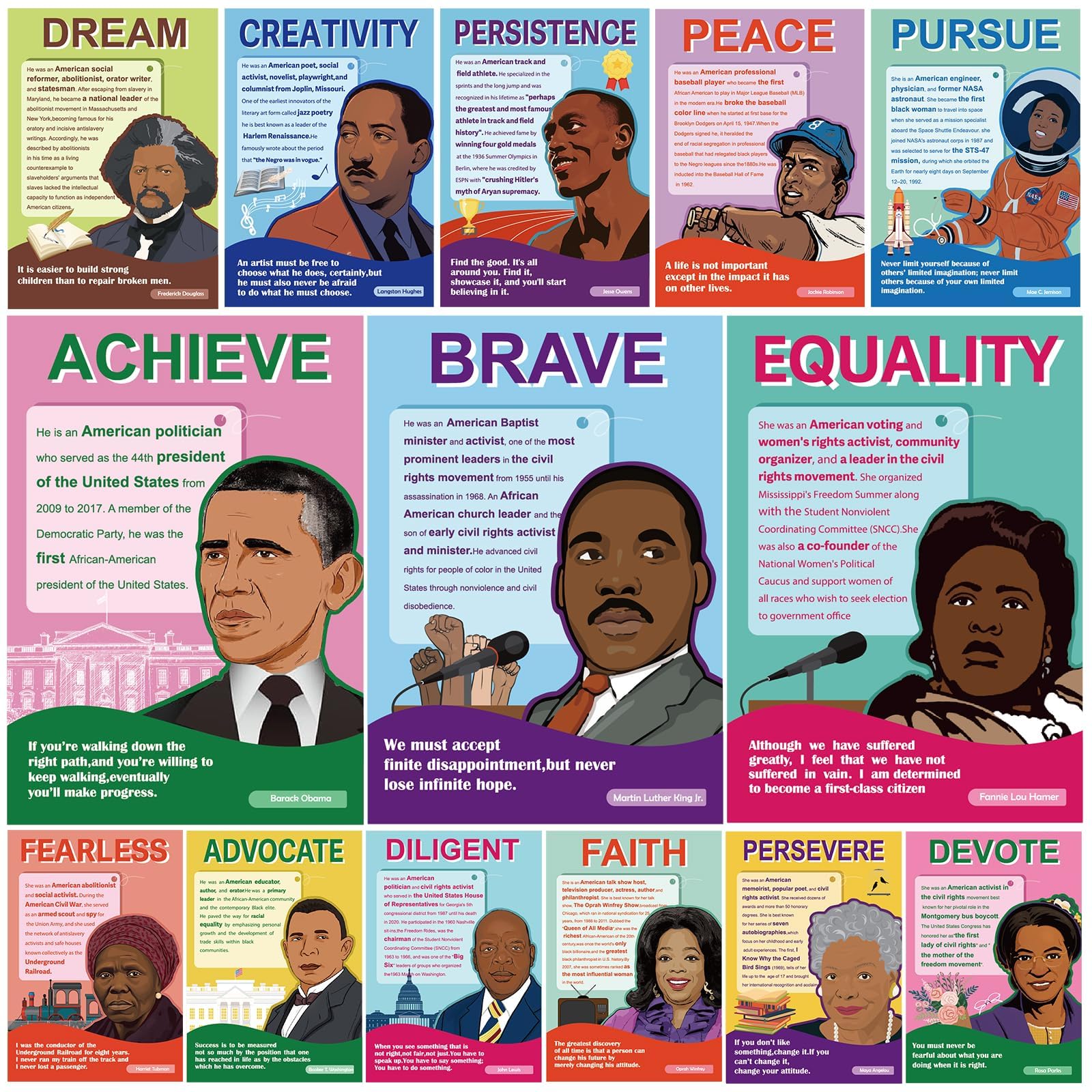 Amazon.com: Wiooffen 14Pcs Black History Month Posters Classroom ...