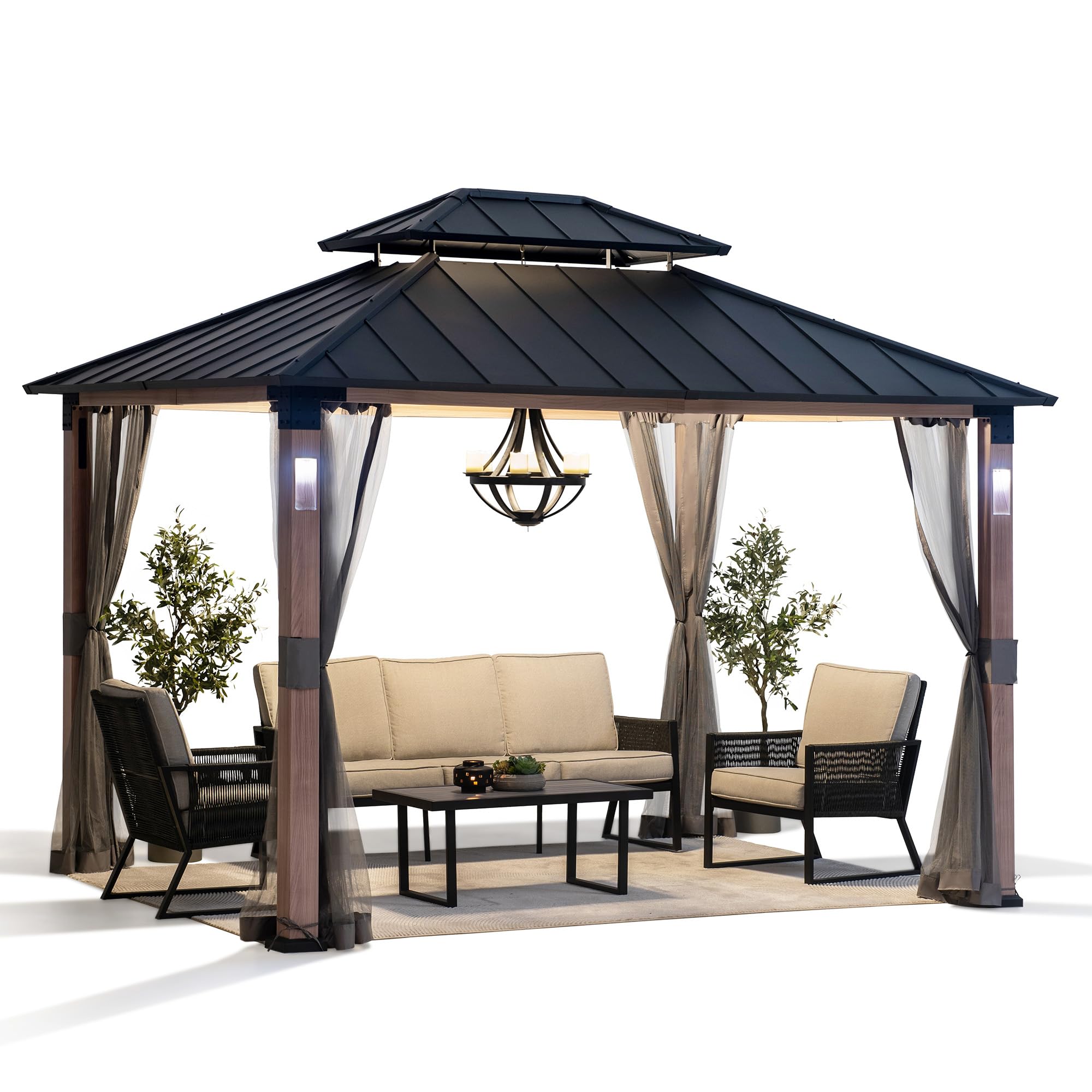 Amazon.com : Sunjoy Hardtop Gazebo 10 x 12 ft. Outdoor Patio Gazebo ...