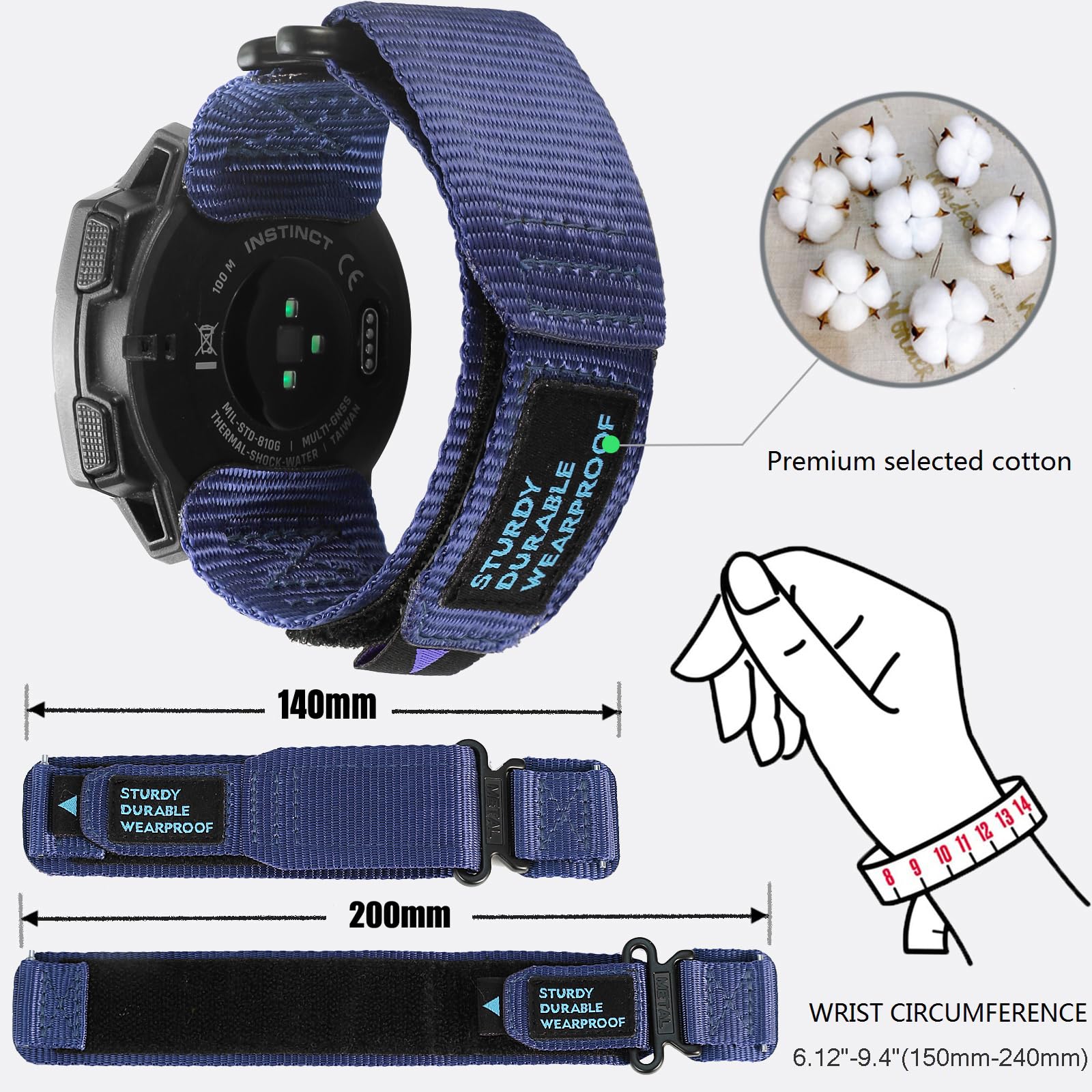OTOPO Rugged Watch Strap for Garmin Instinct/Instinct 2 Solar, Nylon ...