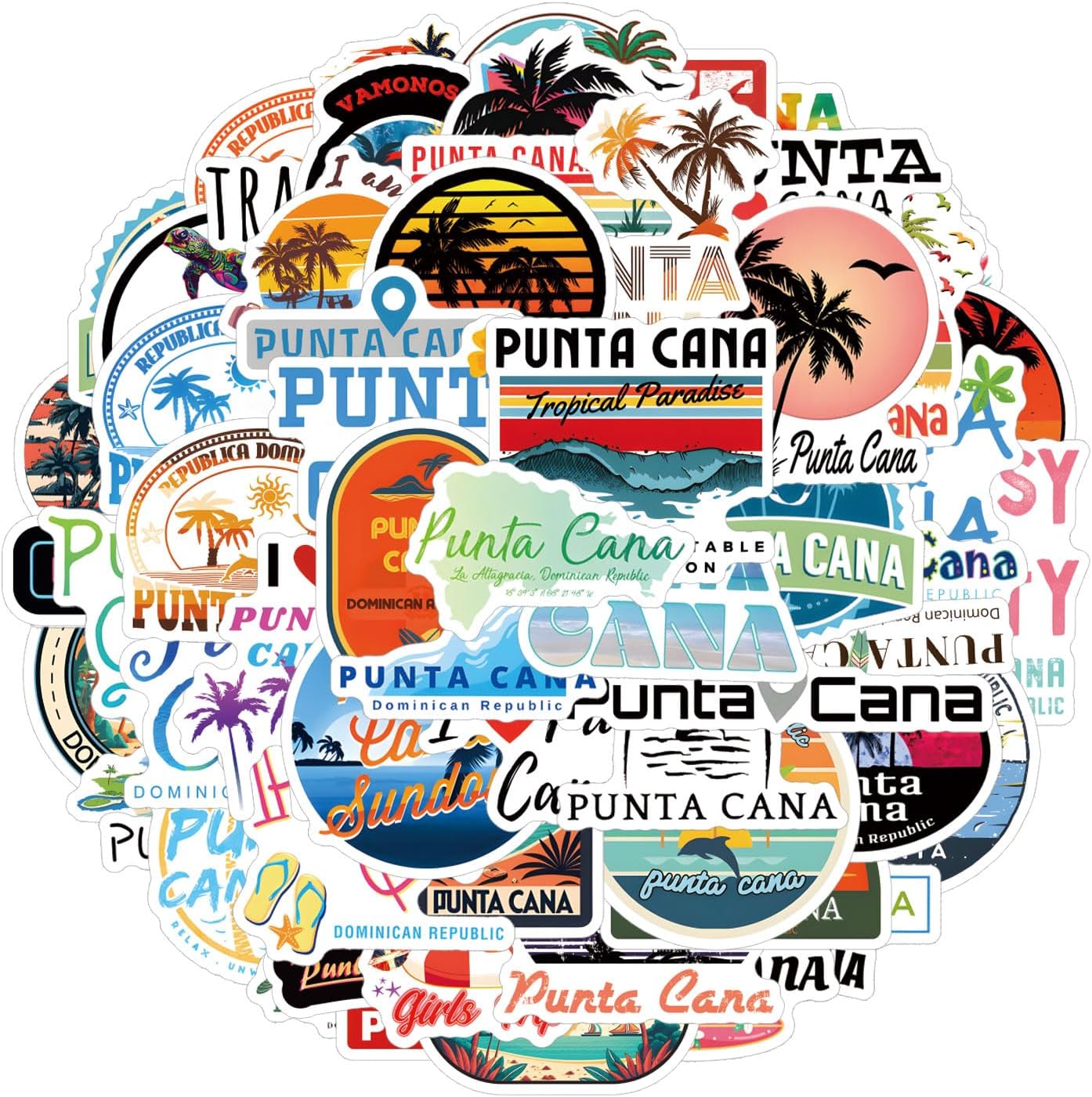 Amazon.com: 62Pcs Punta Cana Stickers Pack, Cartoon Graffiti Vinyl ...