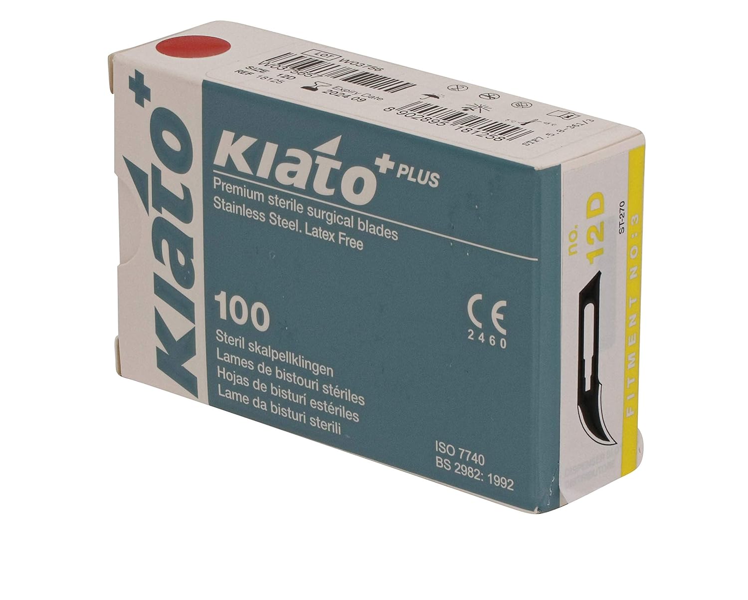 KIATO No.12D STERILE Swiss Stainless Steel Crescent Shape Cutting Edge ...