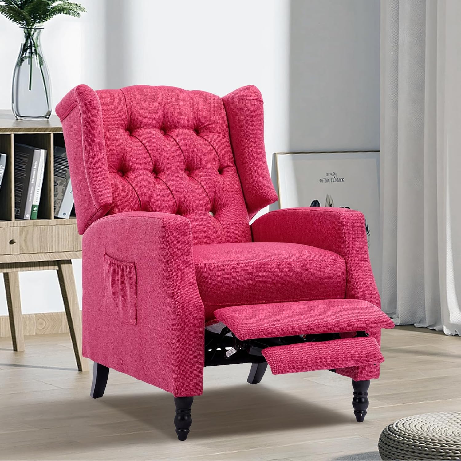 Amazon.com: Ufurpie Upholstered Wingback Recliner Chair, Small Push ...