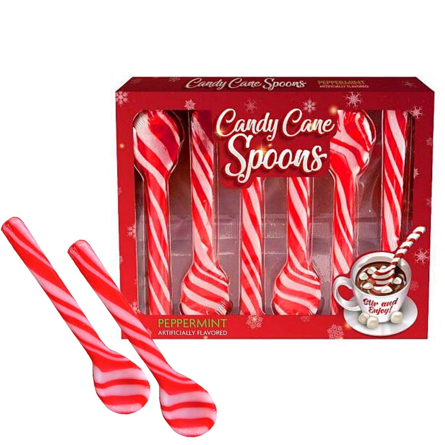 Amazon.com: Candy Cane Peppermint Spoons, Edible Spoon for Hot ...