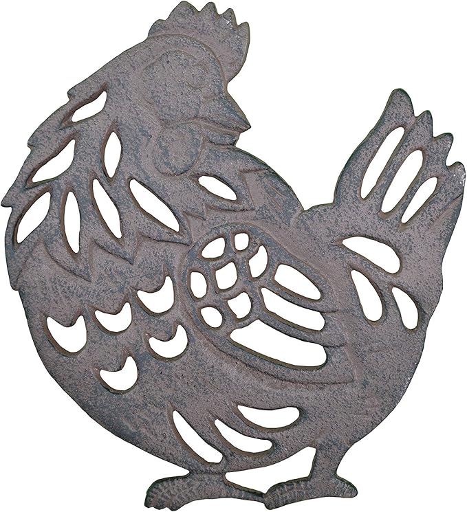 Amazon.com: Chicken Trivet Decorative Cast Iron Hot Pad 7.75" Long ...