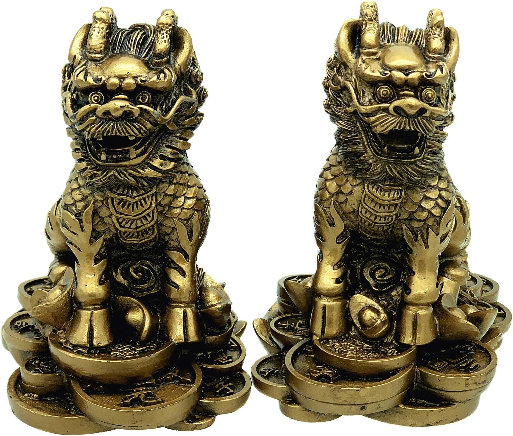 Amazon.com: Feng Shui Set of Two Resin Chi Lin/Kylin Wealth Prosperity ...