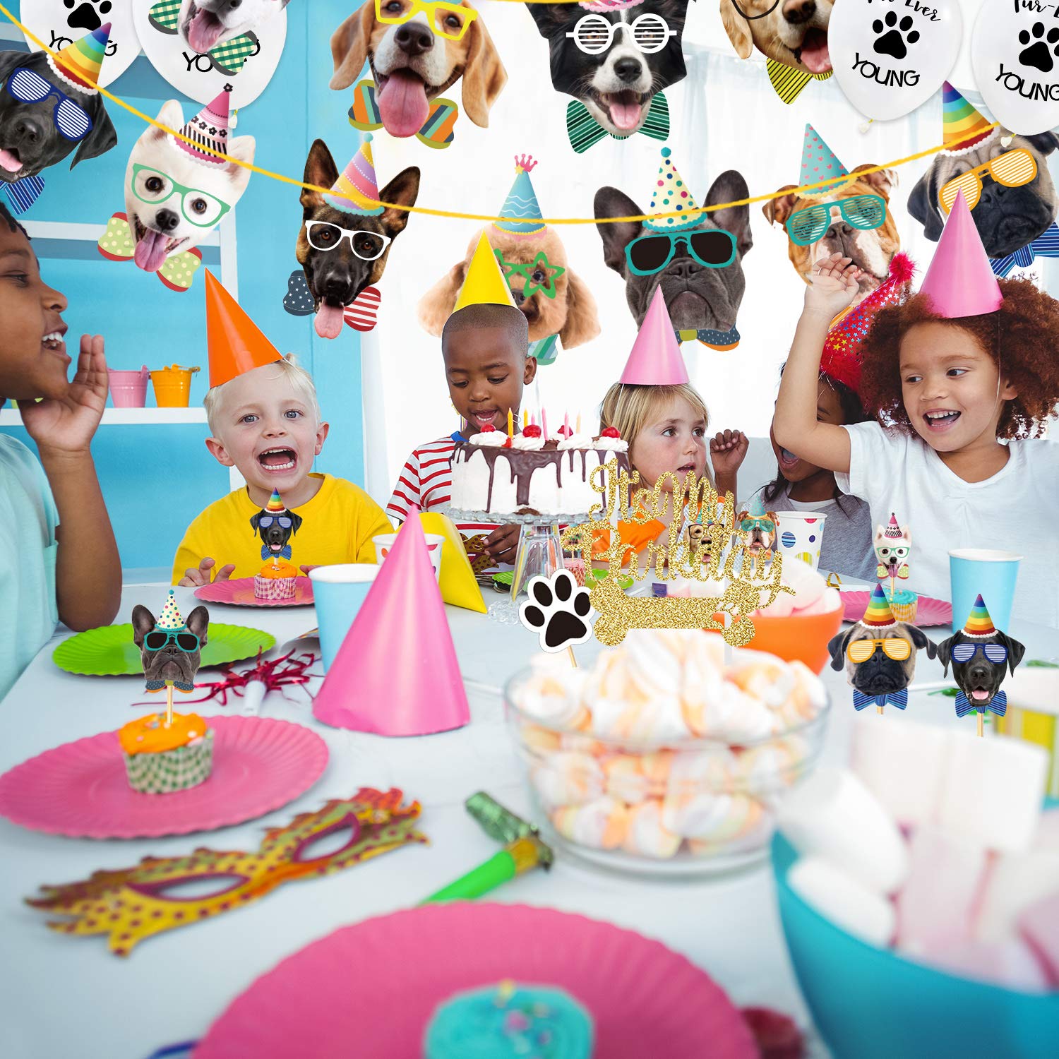 Buy Duufin 50 Pcs Dog Theme Party Decoration Set Dog Birthday Banner ...