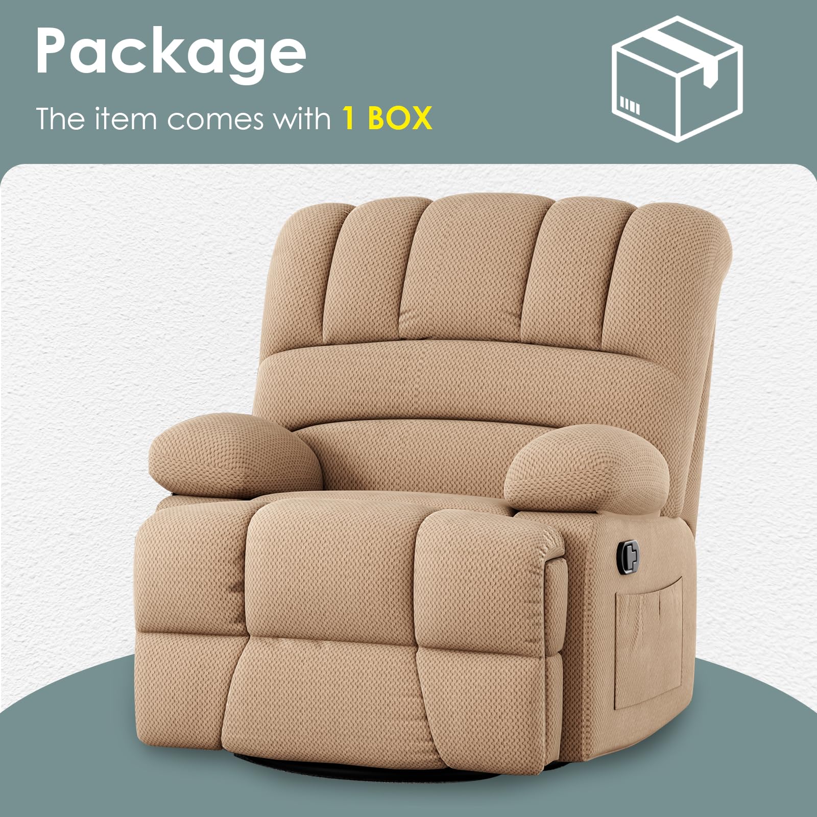 STARY Recliner Sofa for Living Room Chair for Adults, Camel