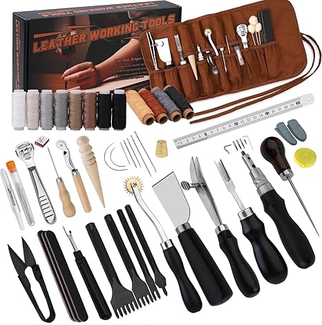 SUVSOON Leather Working Tools, Practical Leather Tooling Kit with ...