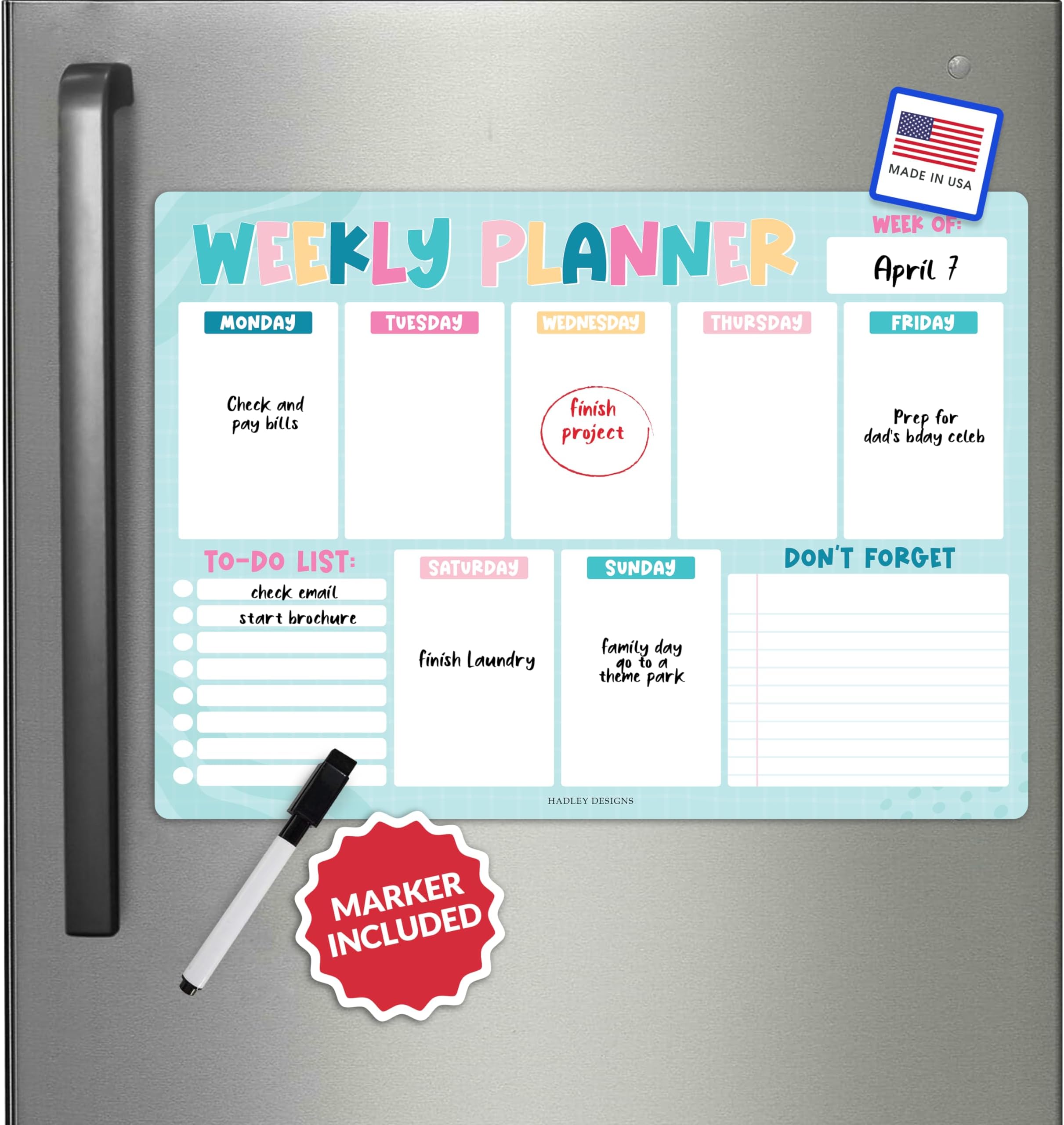 Amazon.com : Colorful Magnetic Weekly Calendar for Fridge Whiteboard ...