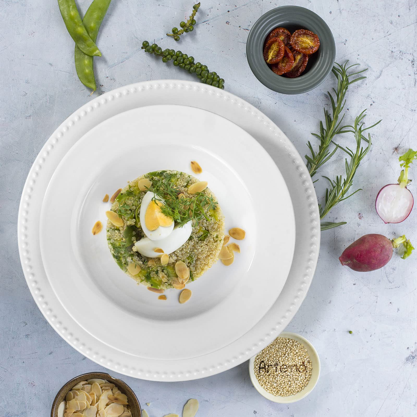 Artena 10 Ounce Pasta Bowls Set of 4, Elegant White Soup Bowls, Wide ...