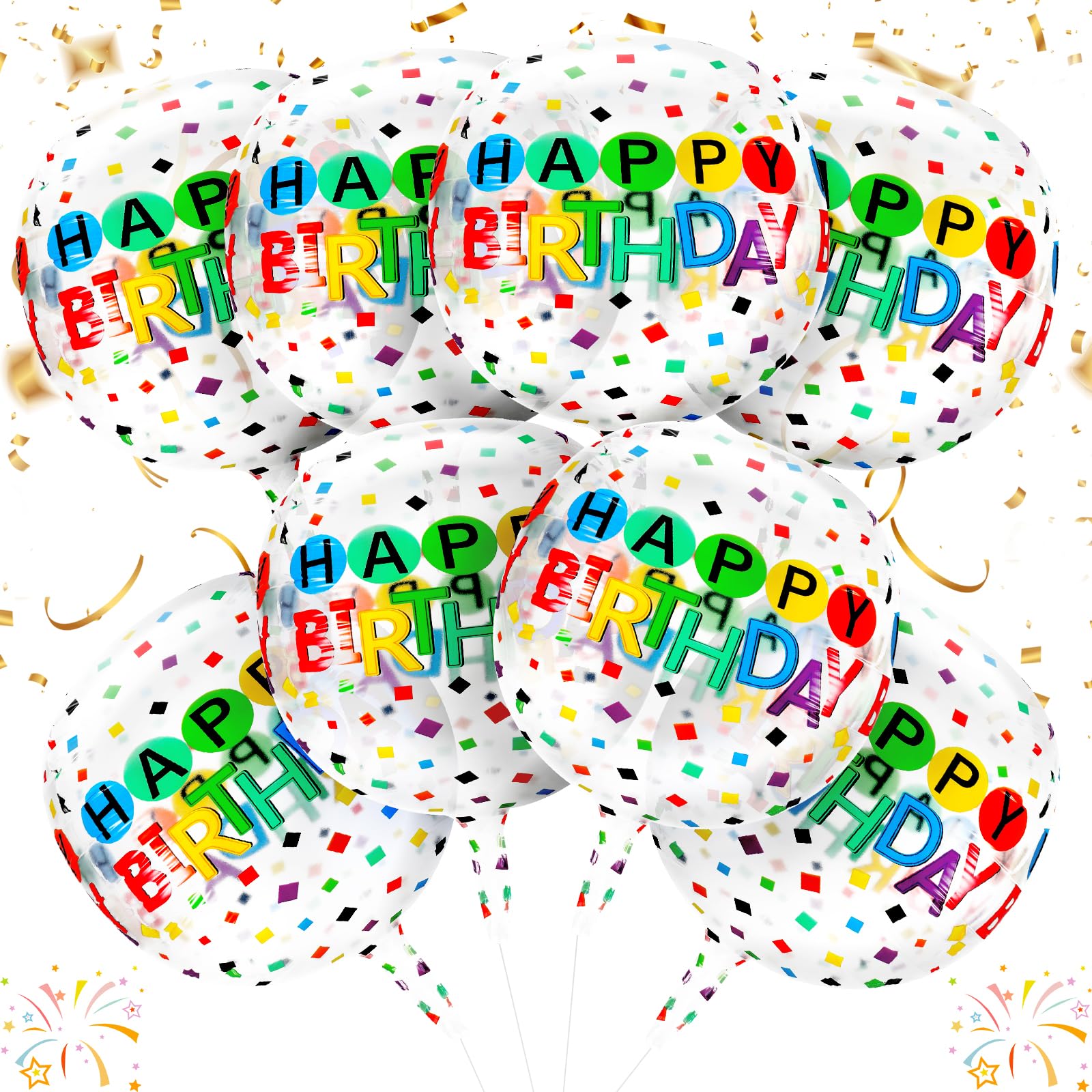 Amazon.com: 8Pcs Happy Birthday Foil Balloons, 22'' 4D Glitter Balloons ...