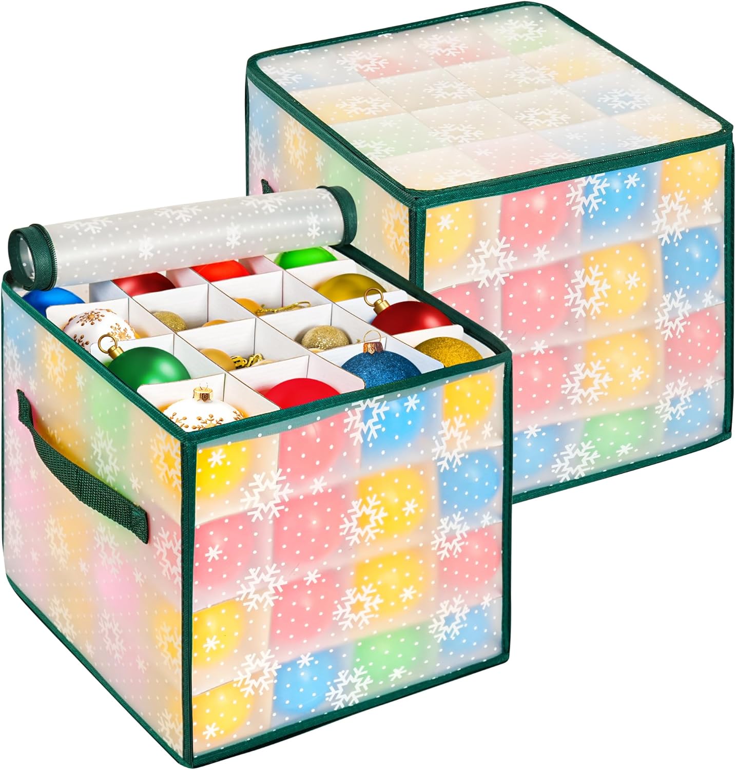 Enipate 2 Pack Christmas Bauble Storage Box Cube With Dividers ...