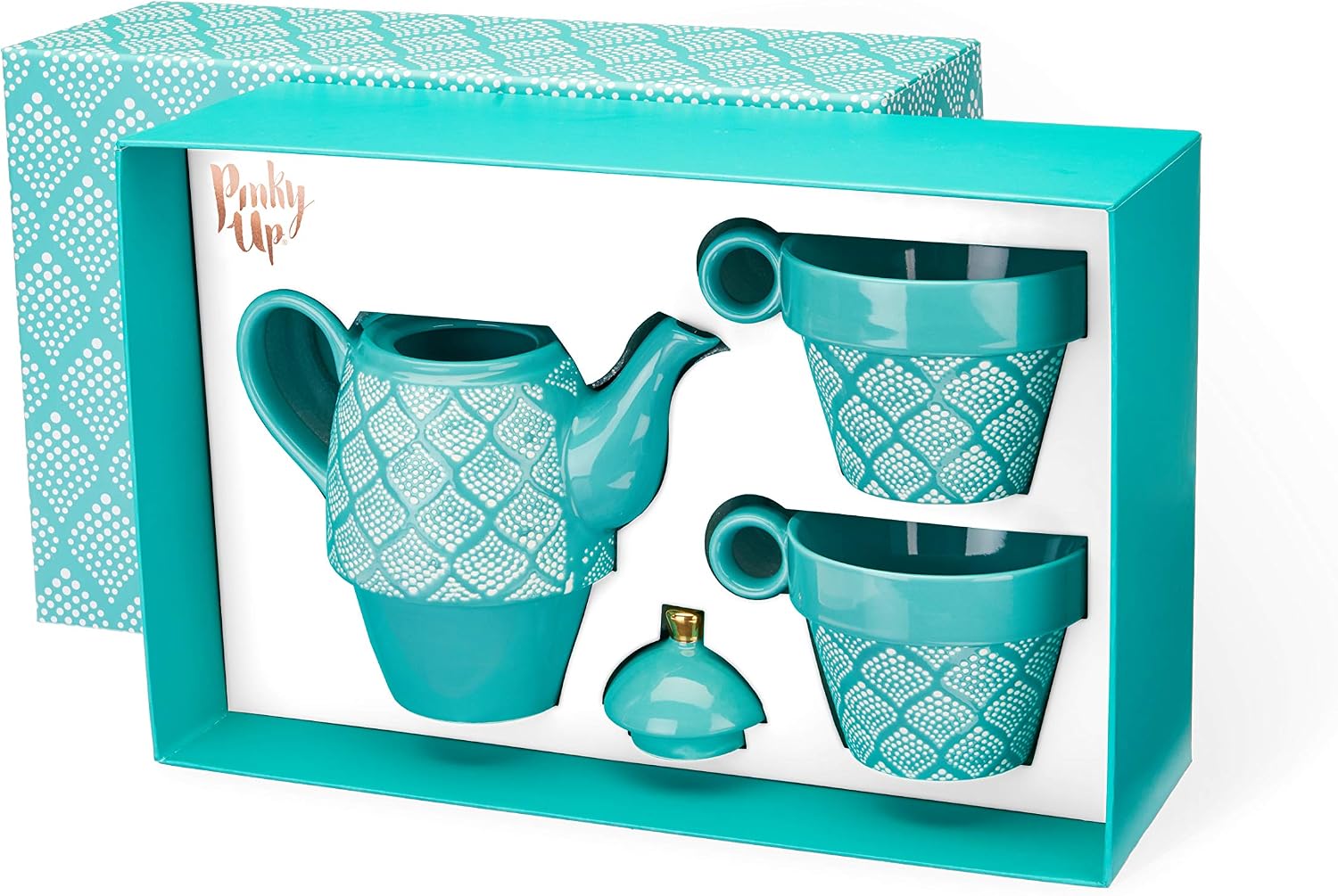 Pinky Up Taylor Bali Té turquesa para dos juegos de teteras 16 oz taza ...