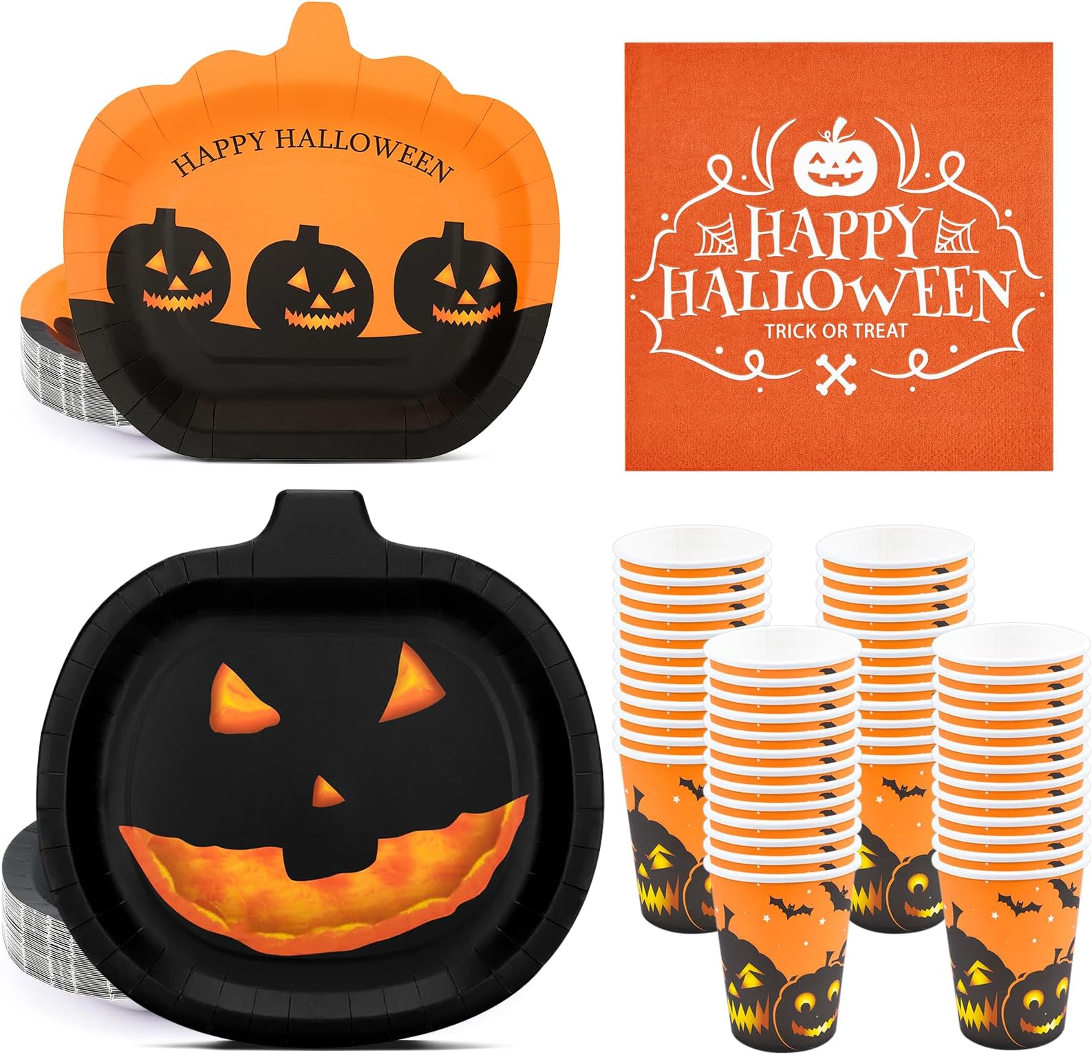 Amazon.com: BLUE PANDA 72 Piece Halloween Party Supplies Plates ...