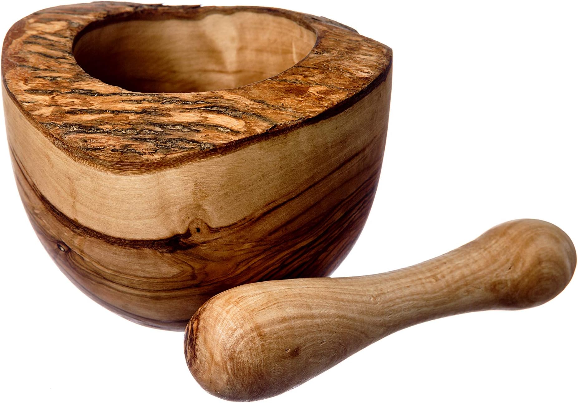 Naturally Med Olive Wood Rustic Mortar and Pestle : Amazon.co.uk: Home ...