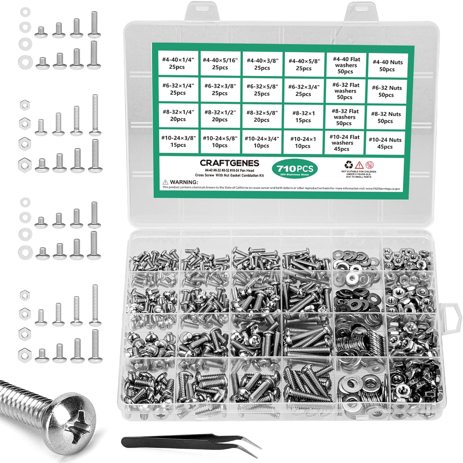Amazon.com: CraftGenes 710PCS Machine Screws Nuts and Washers ...