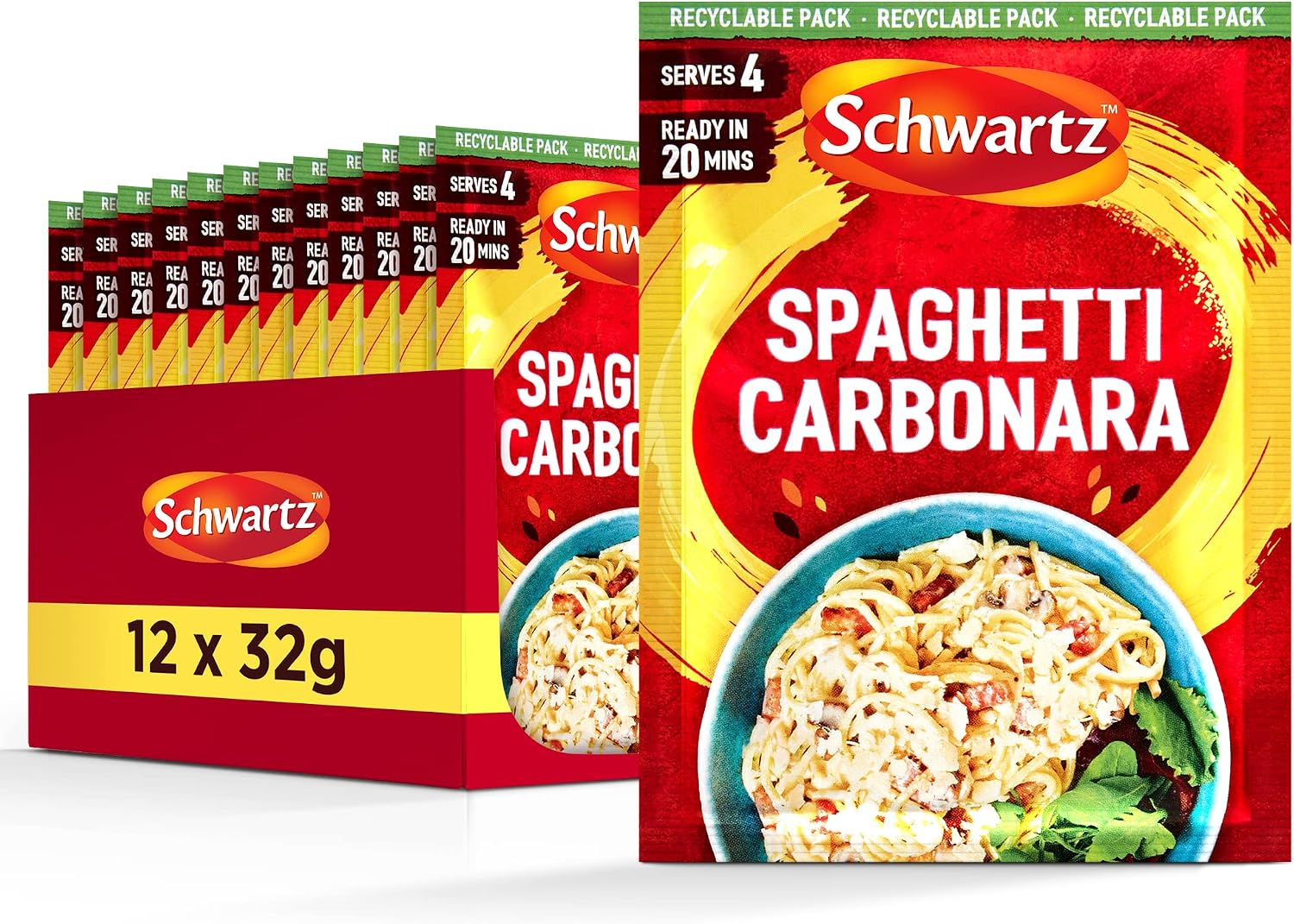 Schwartz Spaghetti Carbonara 32 G | Serves 4 | Pack of 12 | Creamy ...