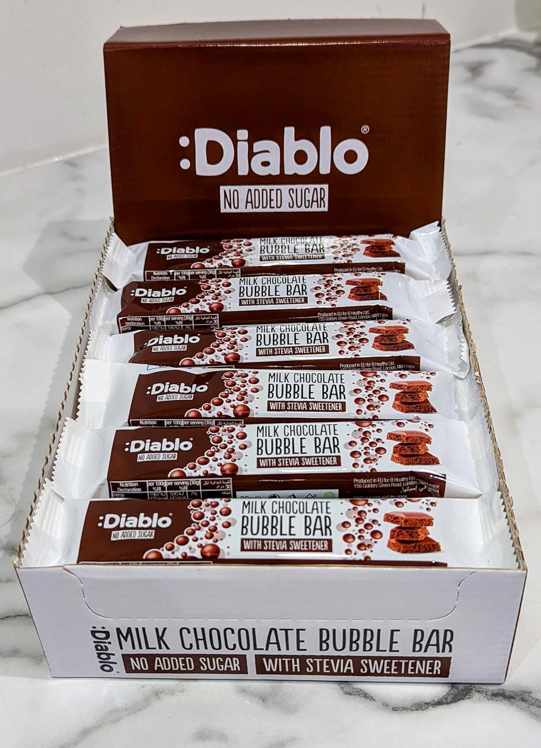 Diablo Milk Chocolate Aero Bubbles Bar - No Added Sugar, Gluten Free ...
