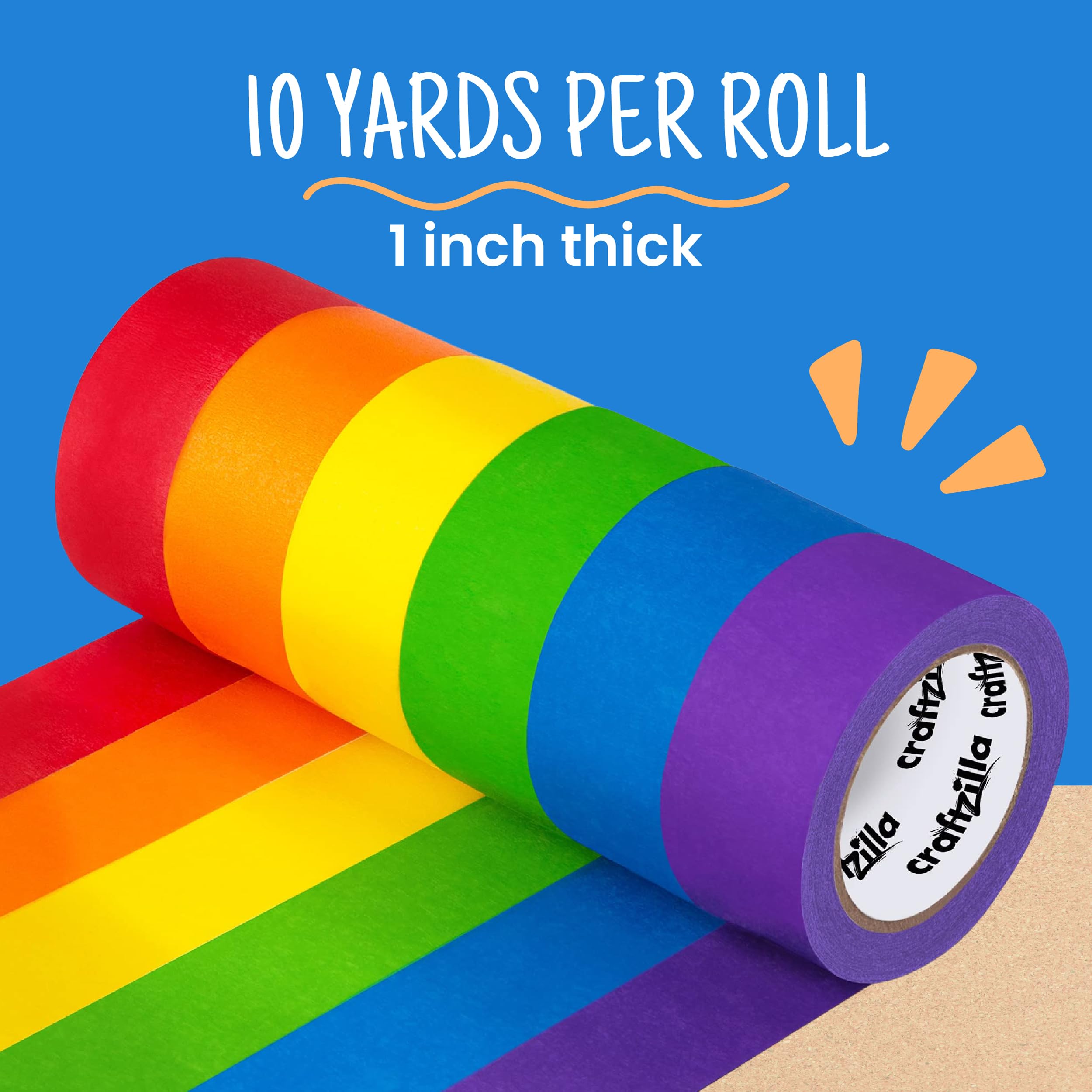 Snapklik.com : Craftzilla Colored Masking Tape 6 Roll Multi Pack 10 Yards X 1 Inch Each Colorful ...