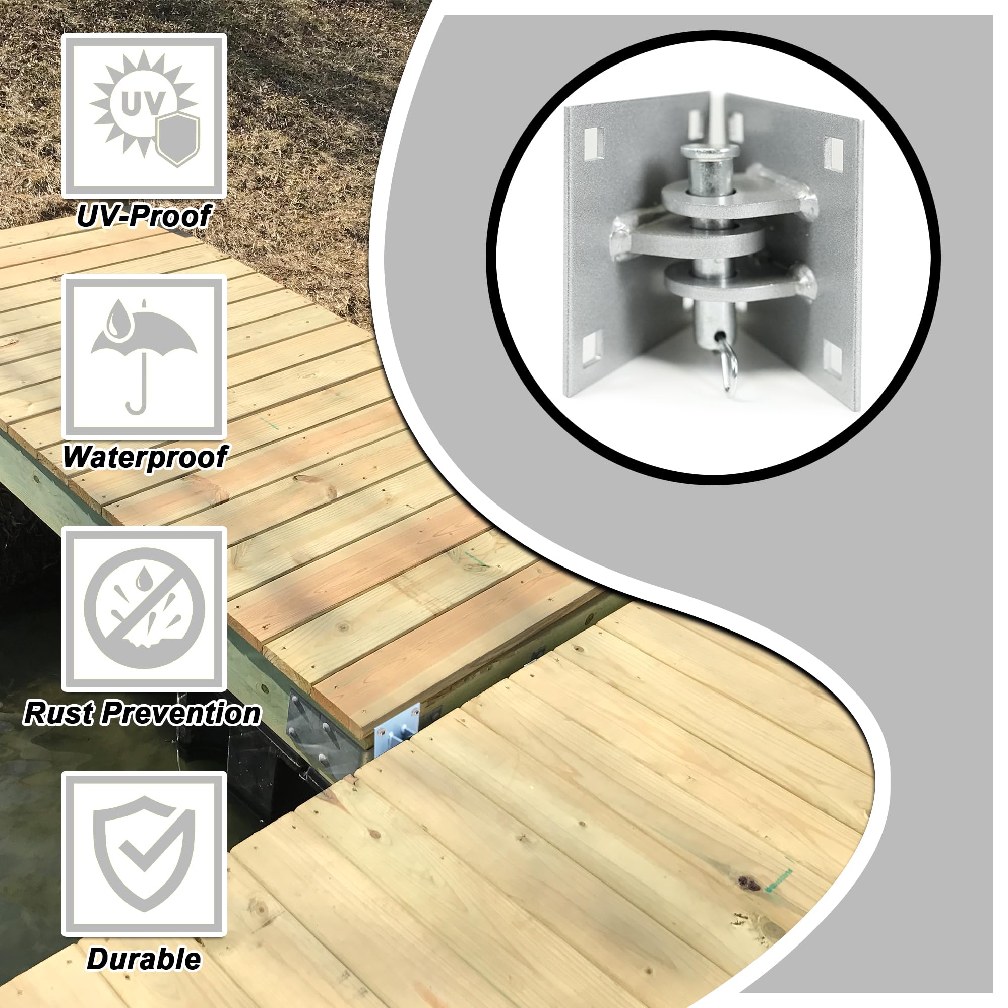 Snapklik.com : 2pcs Floating Dock Hinge Heavy Duty Dock Hardware ...