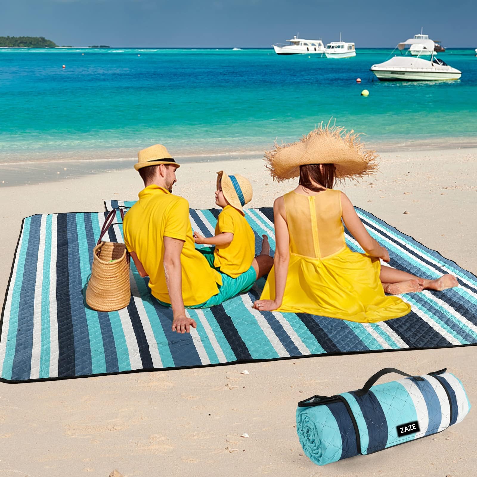 Amazon.com: Hiwoss Beach Blanket Waterproof Sandproof Oversized 95”x 80 ...