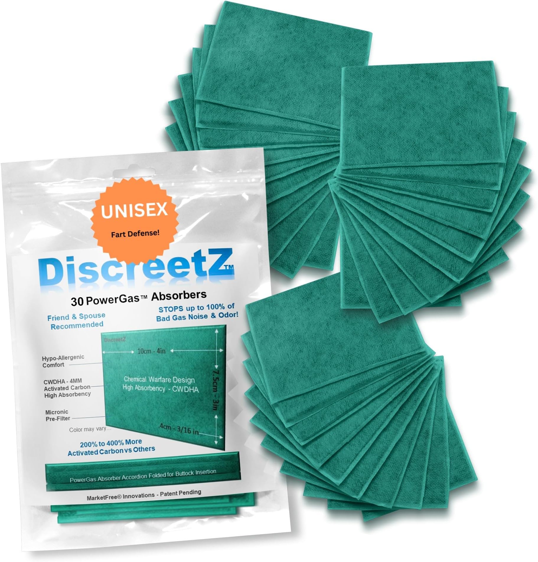 Amazon.com: Gas Relief Pads End Odor & Sound up to 100%. Flatulence ...