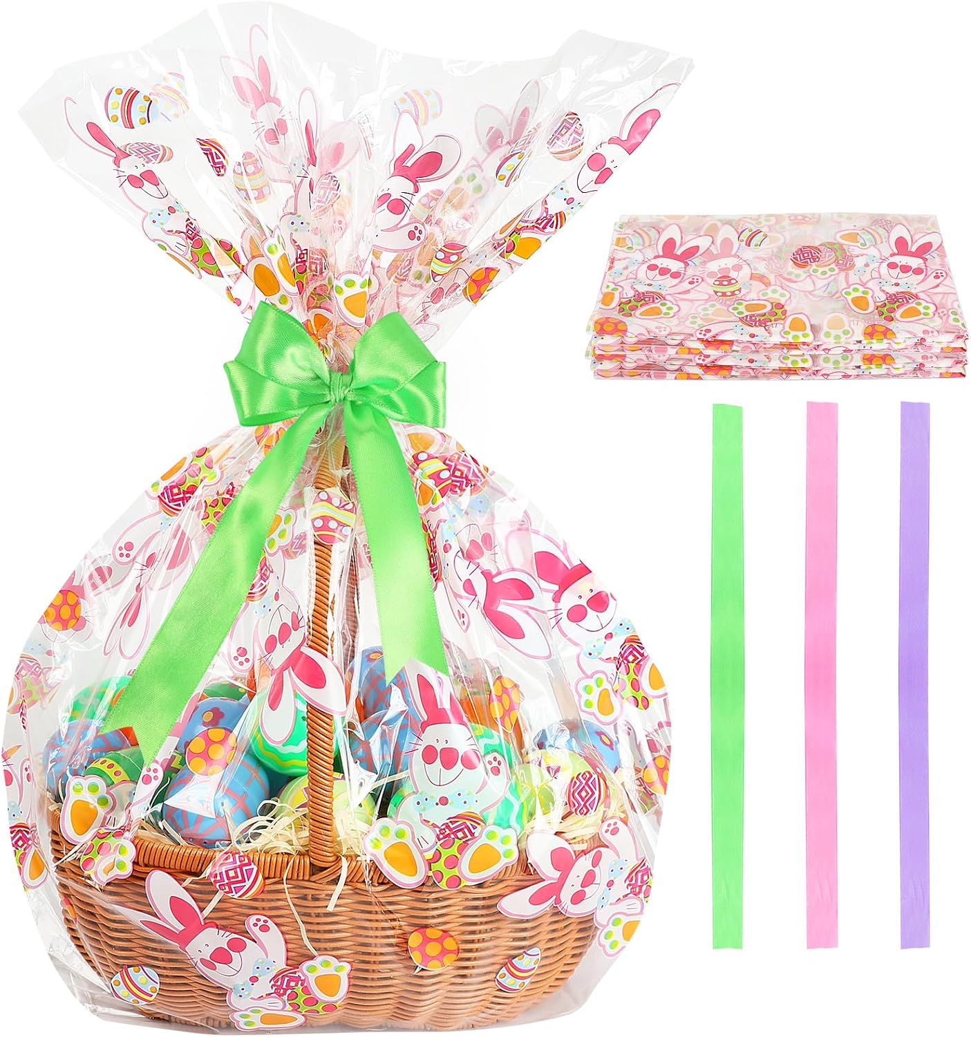 Amazon.com: HRX Package 10 PCS Easter Basket Bags Flat Bottom 25.6x23 ...