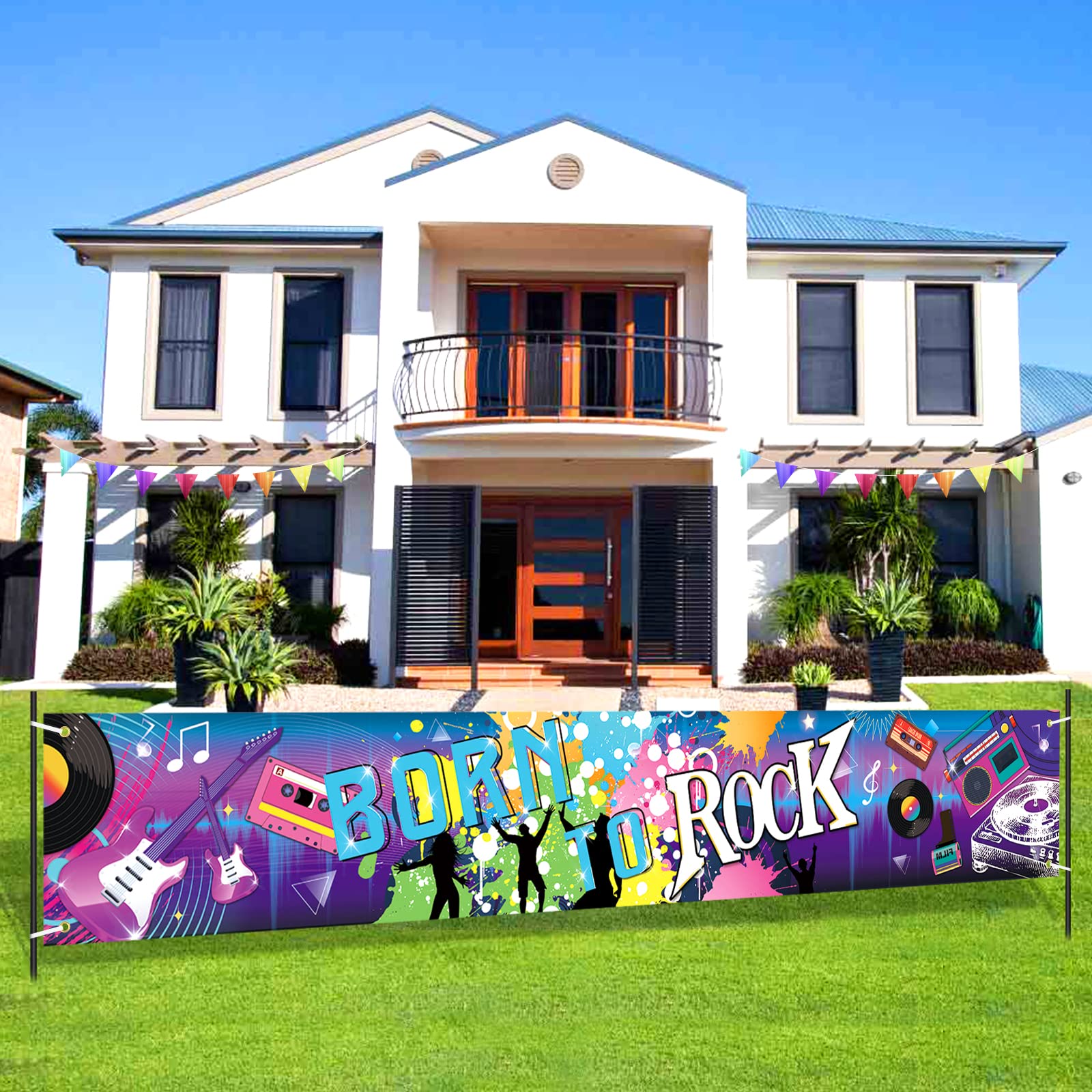 Amazon.com: Rock and Roll Music Party Decorations Banner Born to Rock ...