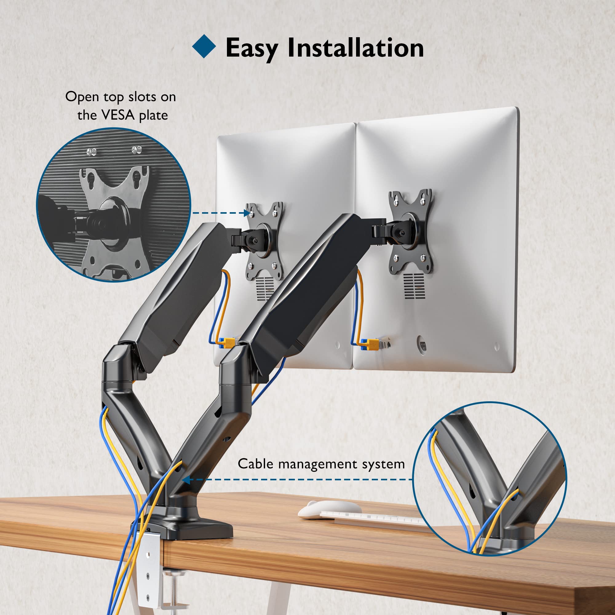 BONTEC Dual Monitor Arm for 13-32 inch LED LCD Screens, Rotatable Gas ...