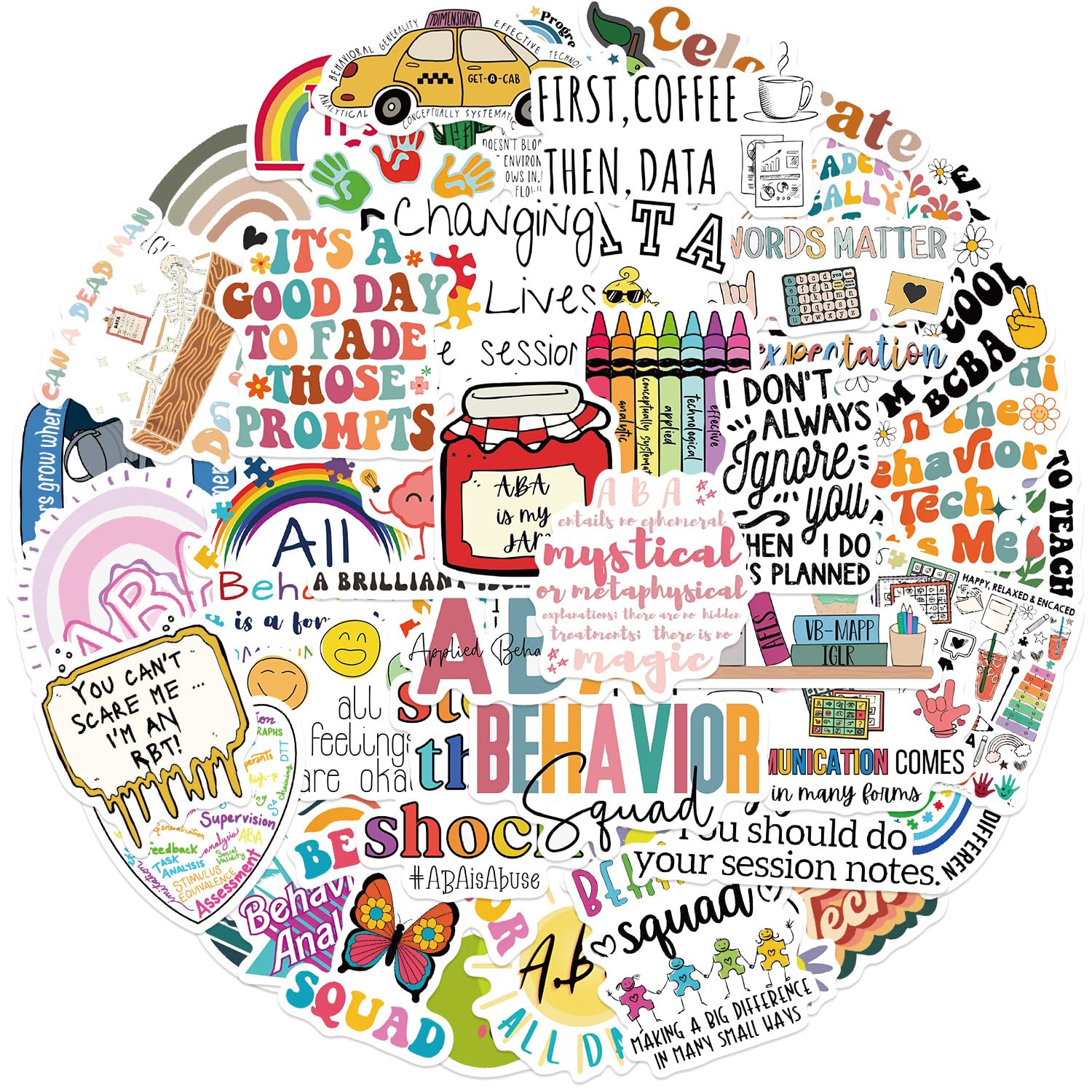 Amazon.com: 50Pcs Cartoon ABA Stickers,Applied Behaviour Analysis Vinyl ...