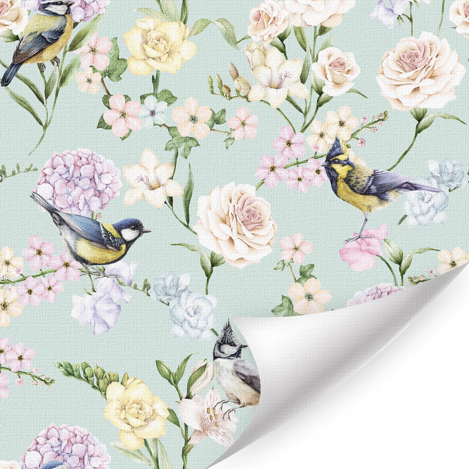 IARTTOP Hydrangea Birds Wallpaper Floral Birds Wallpapers Vintage ...