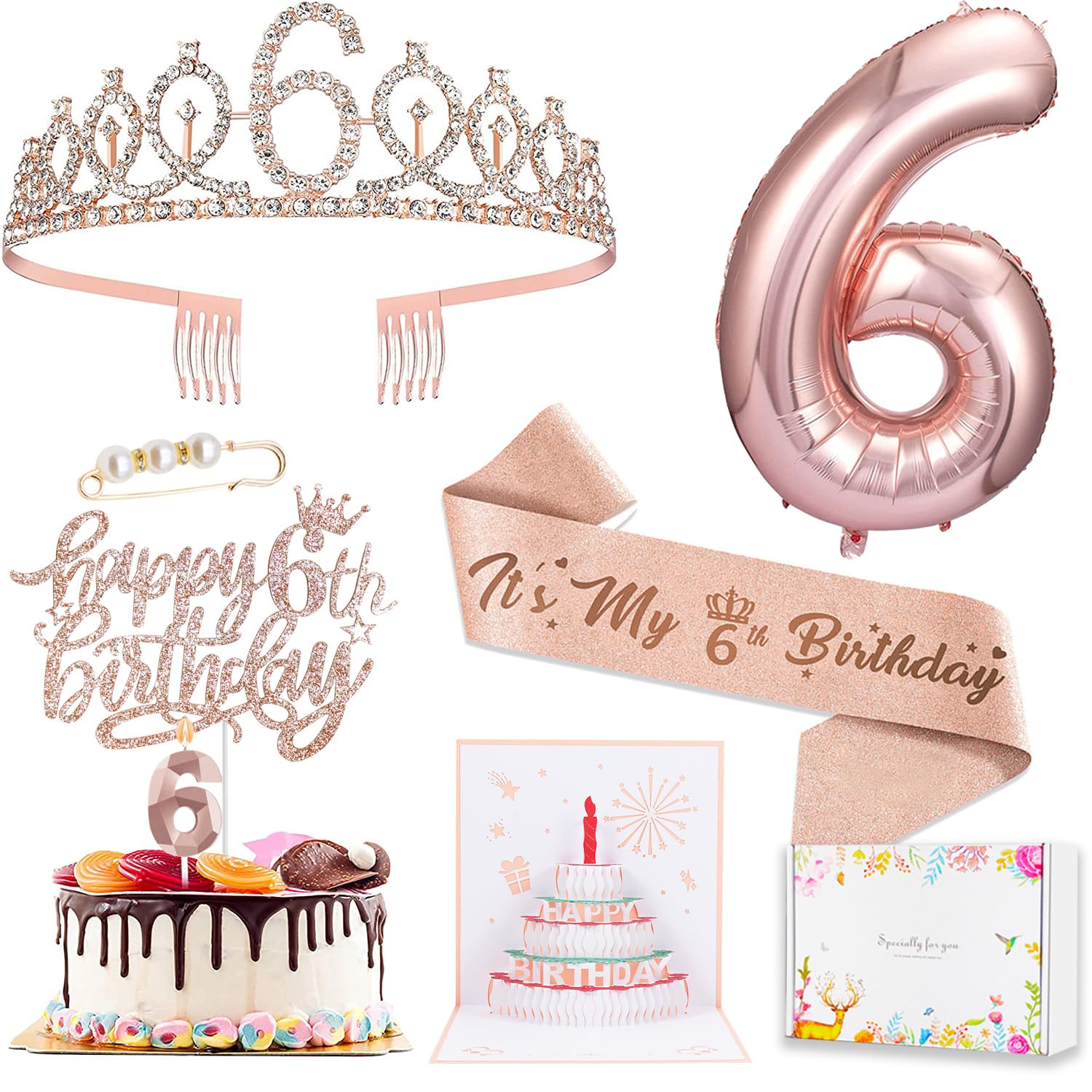 Snapklik.com : 6th Birthday Decorations For Girls, Including 6 Year Old ...