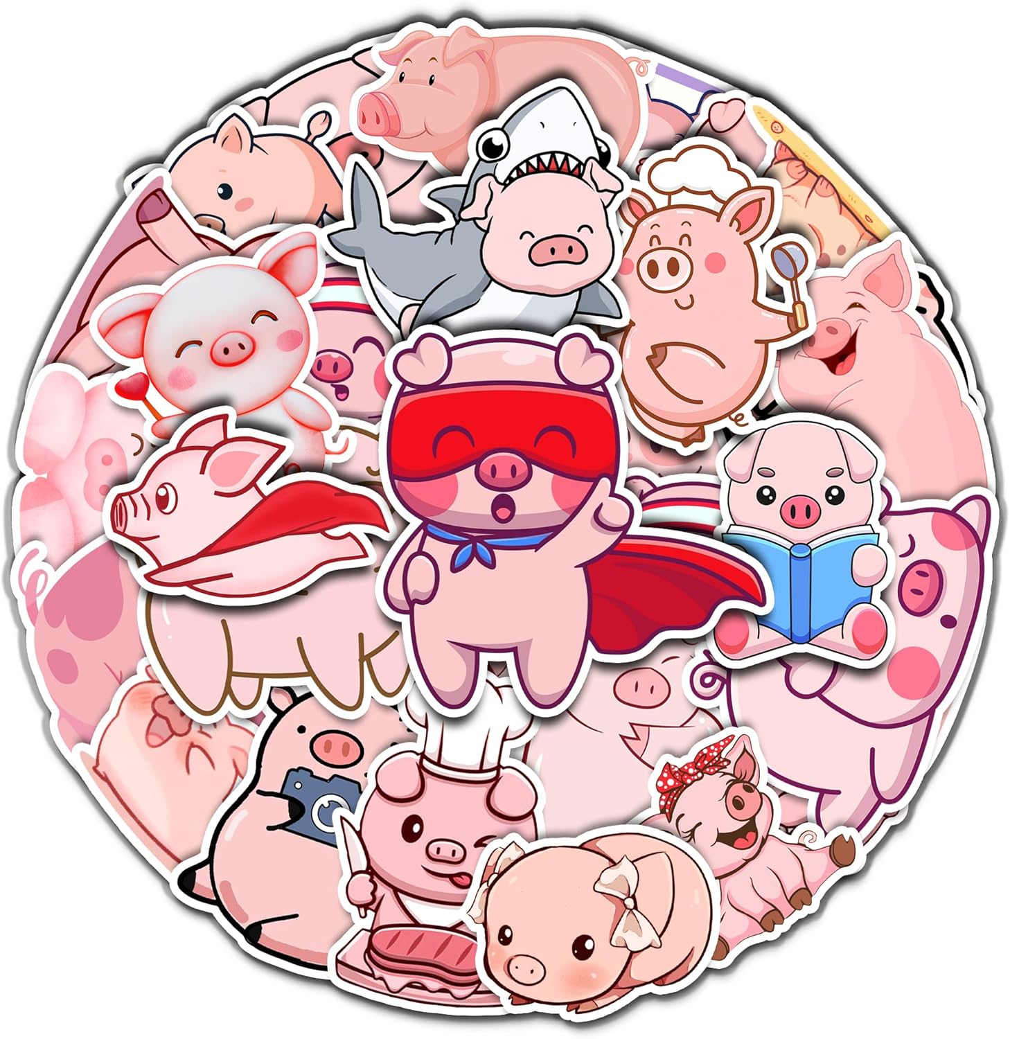 Amazon.com: BIGZORO 50 PCS Pig Stickers Waterproof Decal Vinyl Cute ...