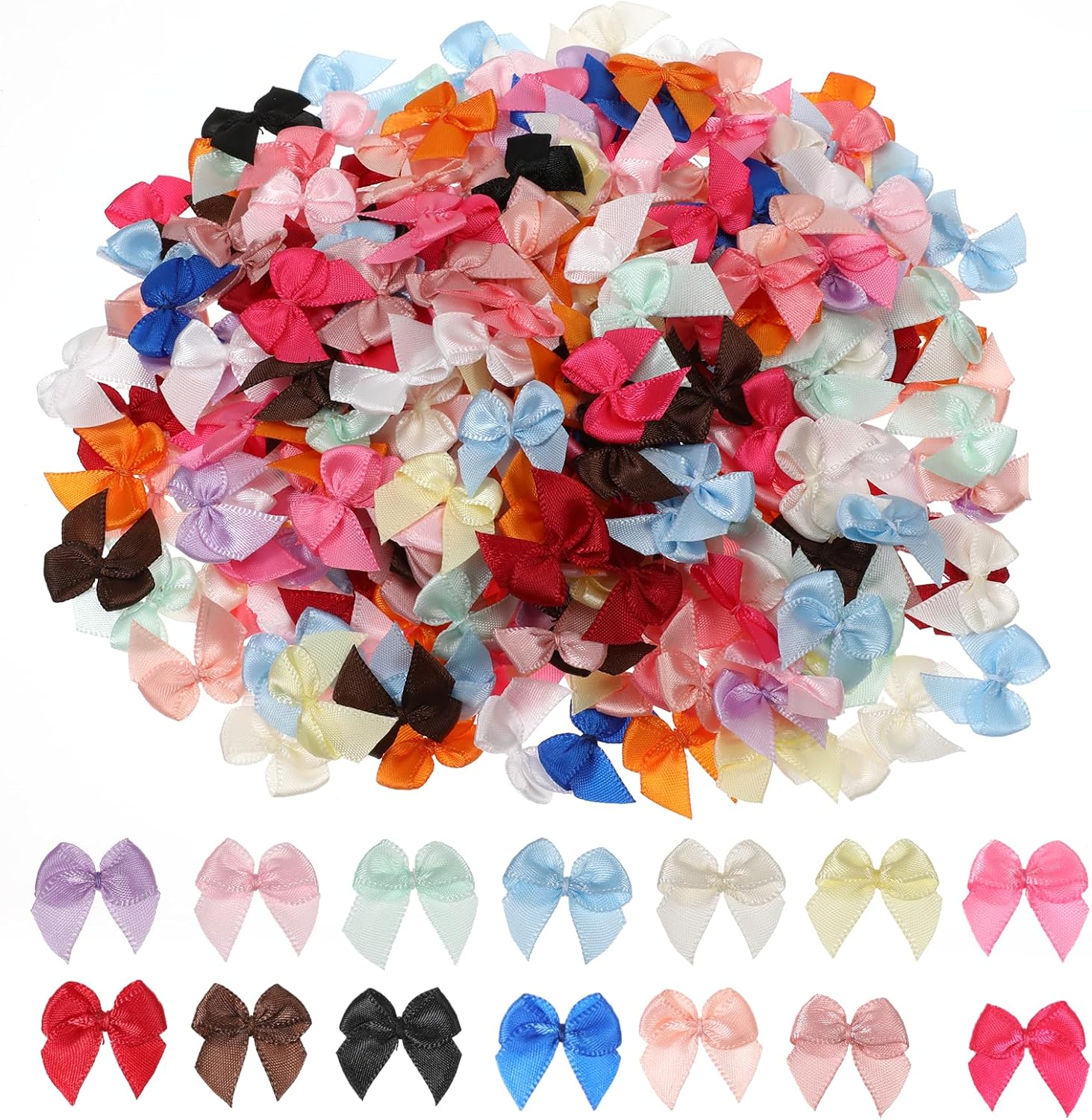 300 Pcs Mini Satin Ribbon Bows Mini Bows for Crafts Small Tiny Bows ...