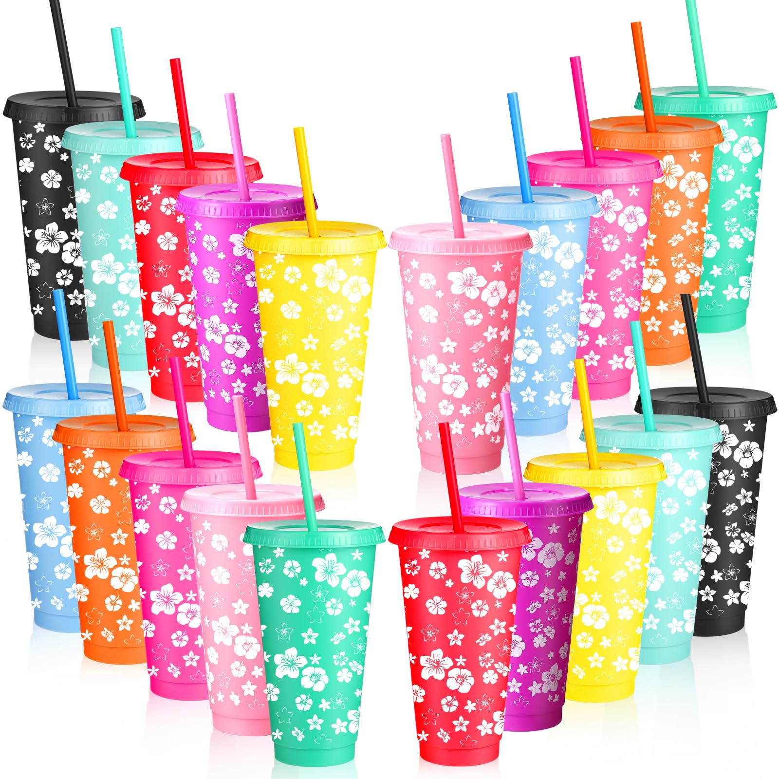 Amazon.com | Gandeer 20 Pcs Hawaiian Cup Hibiscus Luau Cute Reusable ...