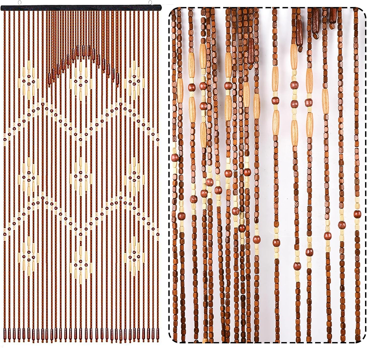 Amazon.com: Wood Beaded Curtain for Doorway, 32 Strands Door Beads ...
