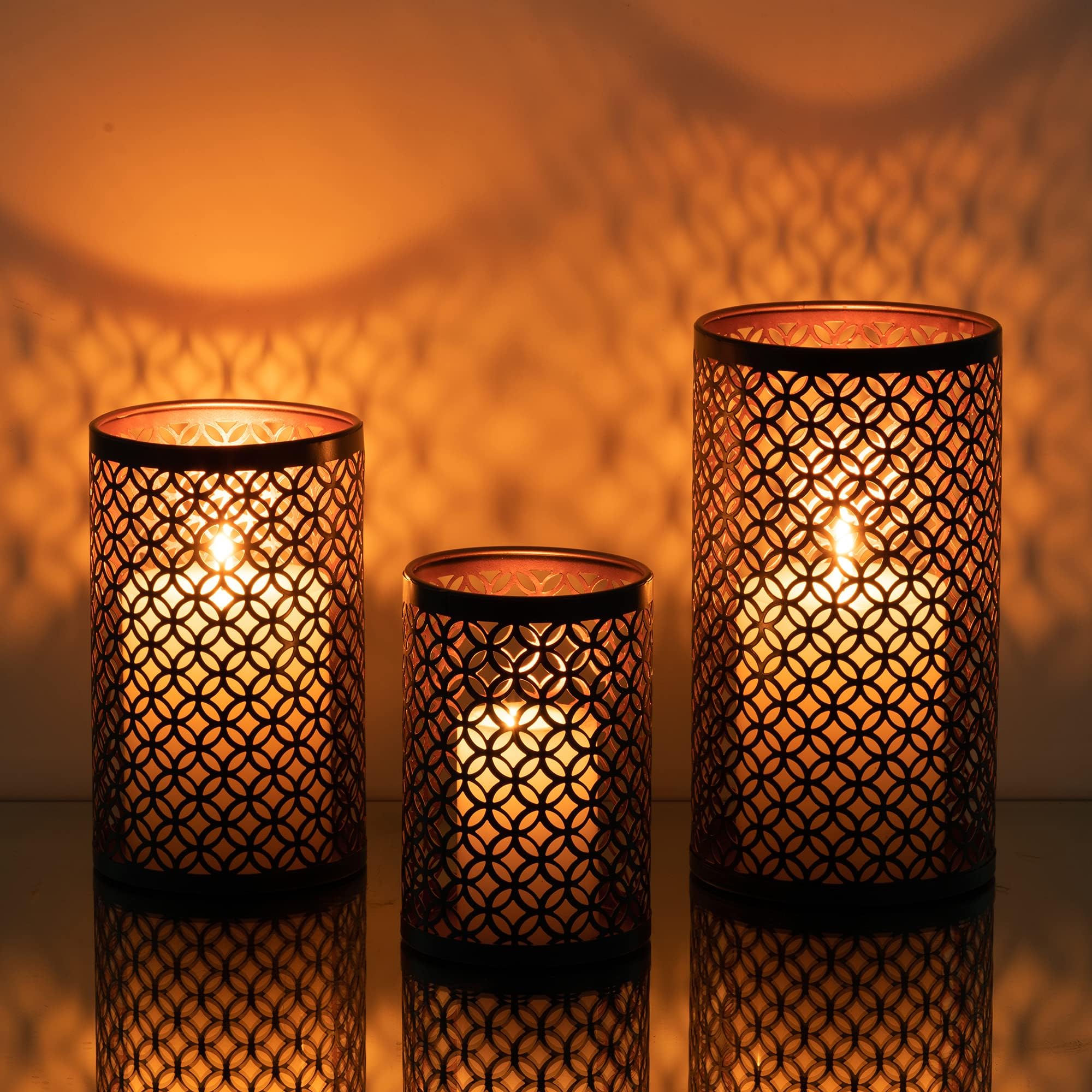 Cage Candle Holders - Set of 2 | Small & Large Pillar Candle Lanterns ...