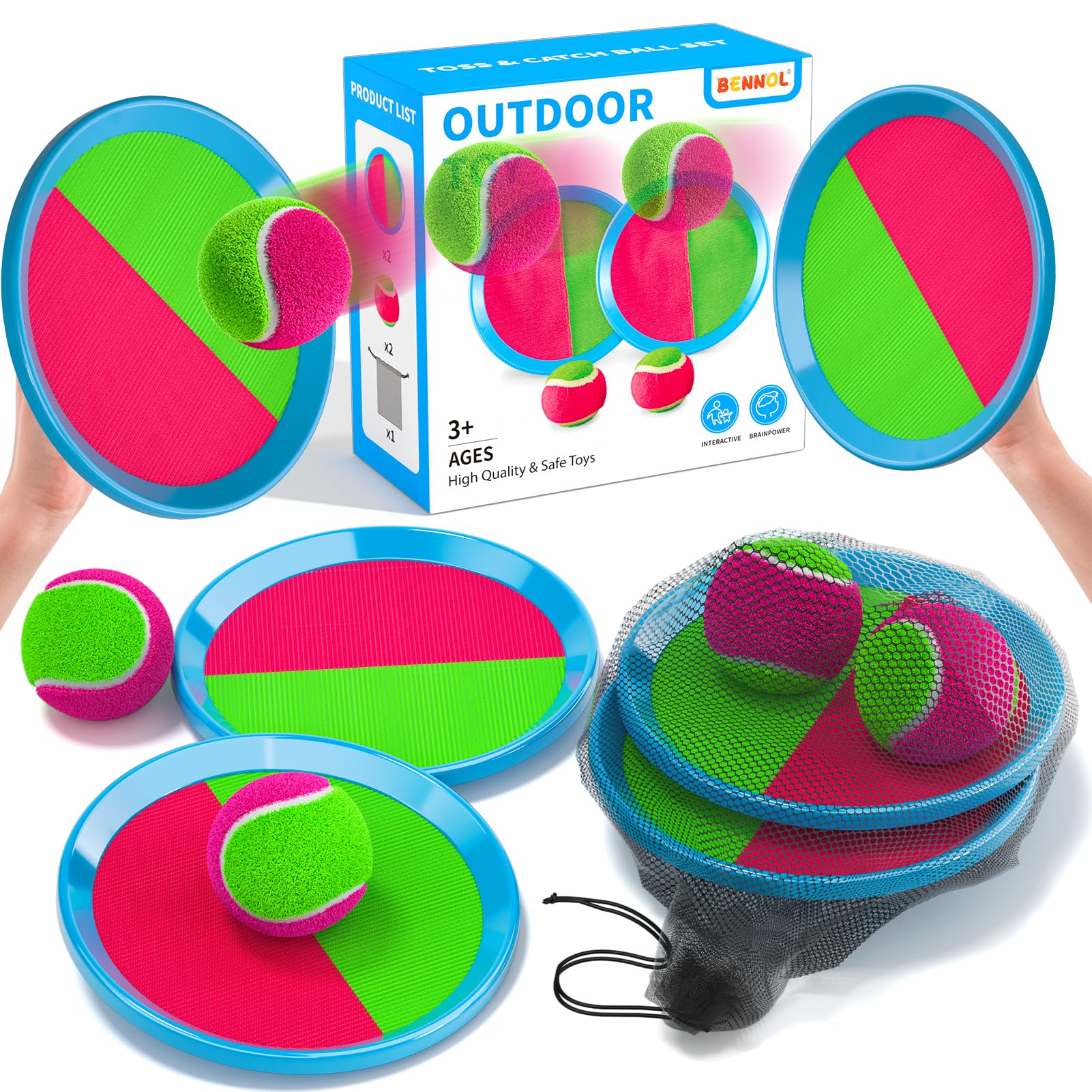 Amazon.com: Bennol Toss and Catch Ball Game Outdoor Toys for Kids with ...