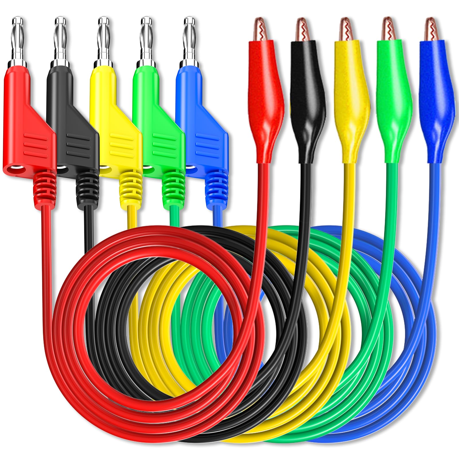 Snapklik.com : Stackabe Banana Plug To Alligator Clips Test Leads 5 ...