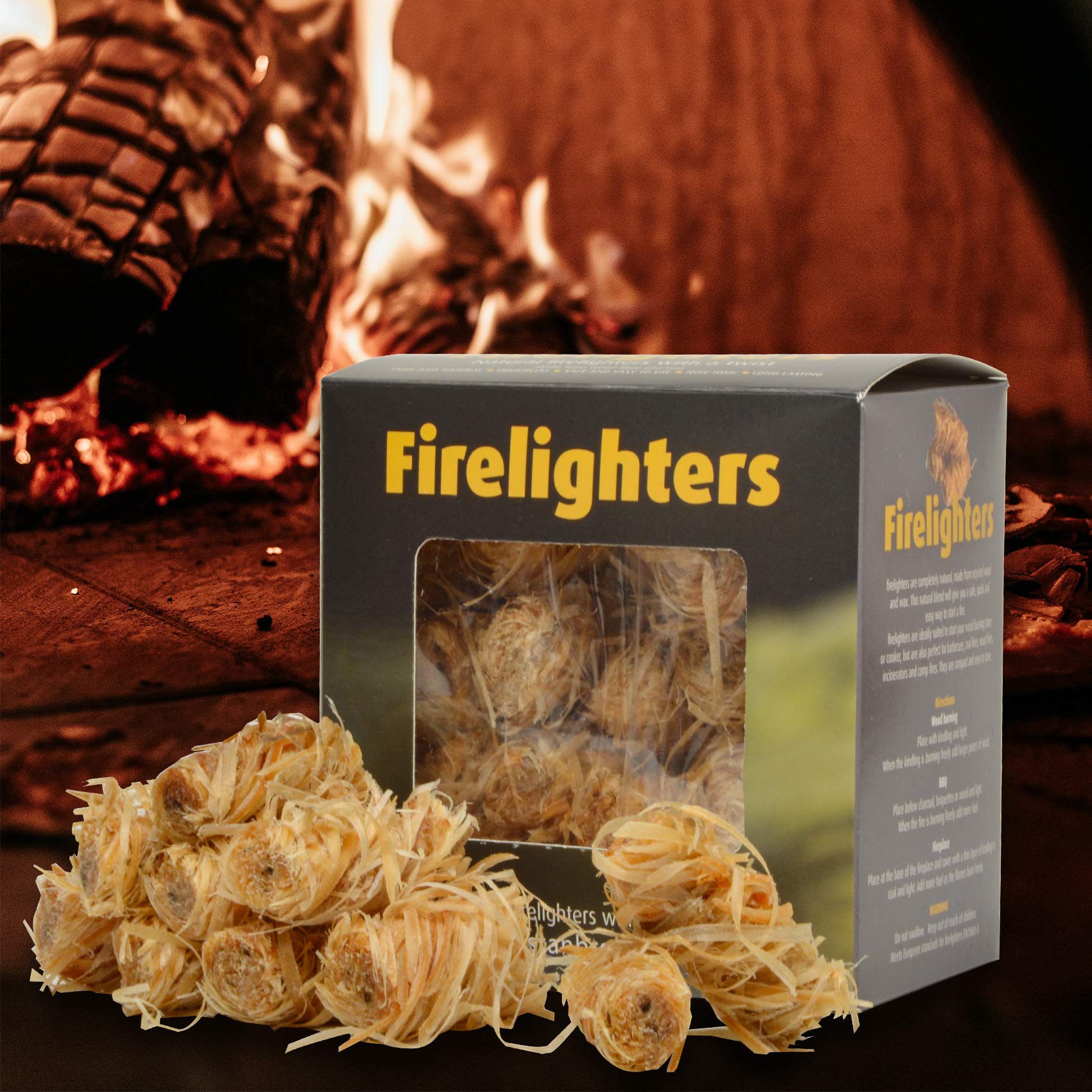 Snapklik.com : 32 Pcs Fire Starters, Natural Charcoal Fire Starters ...
