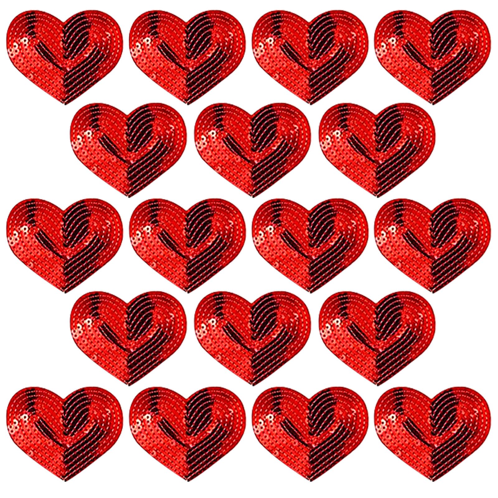 Amazon.com: ZZXLLRO 20Pcs Red Sequin Heart, Shiny Heart Iron on ...